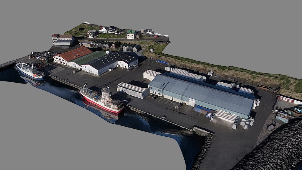 Harbor area at Toftir - 3D model by DroneDirector [eaea03c] - Sketchfab