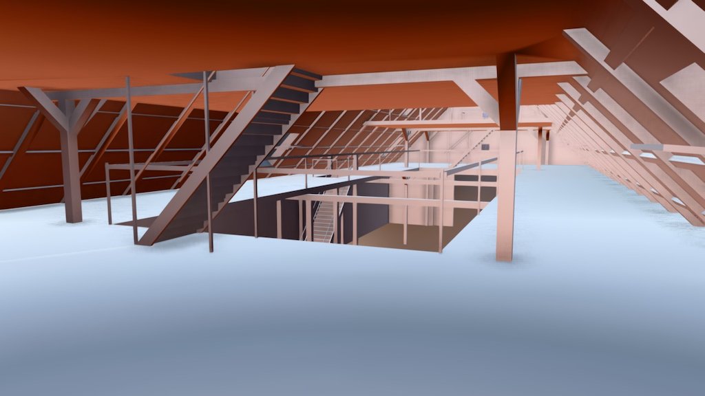 Final low poly barn 18 windows fixed stairs - 3D model by Daniel ...