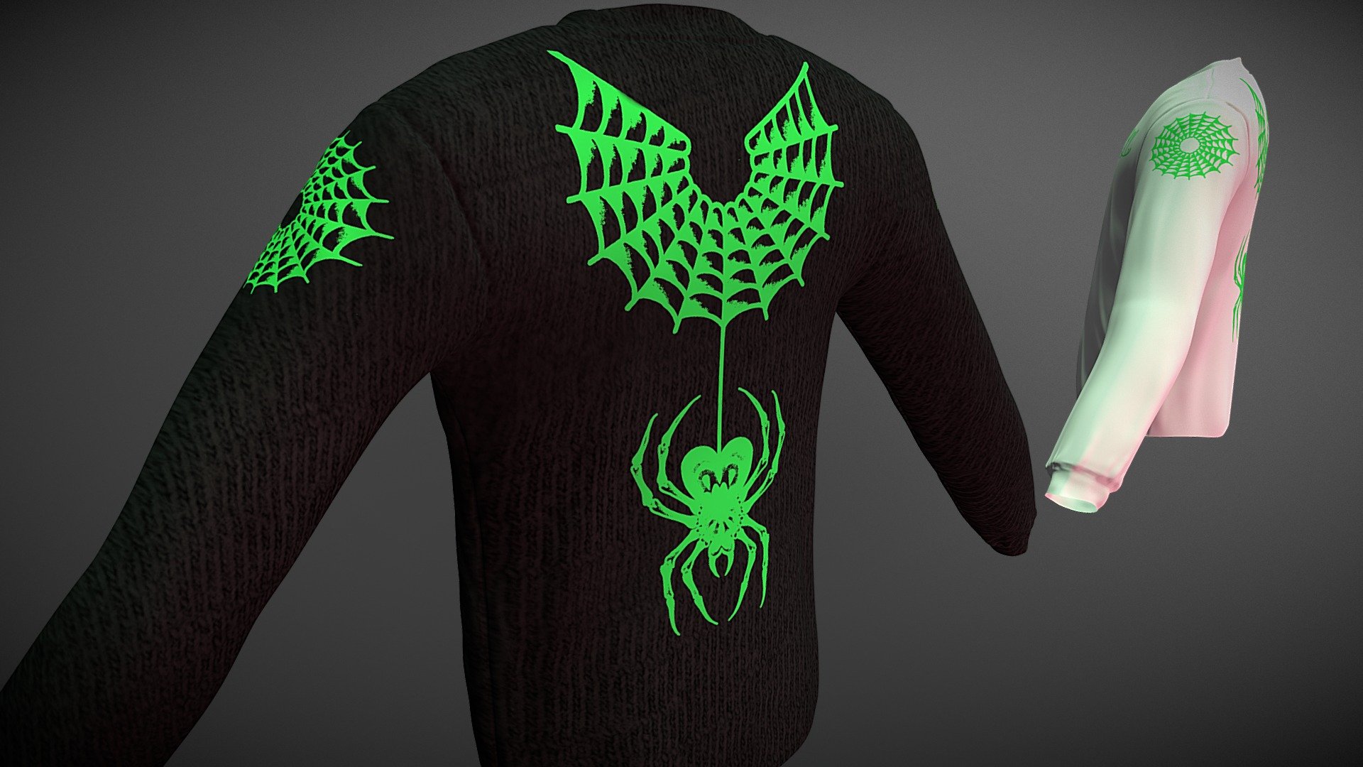 Green Spider Design on Long Sleeve Shirts - 3D model by lexyemeeks ...