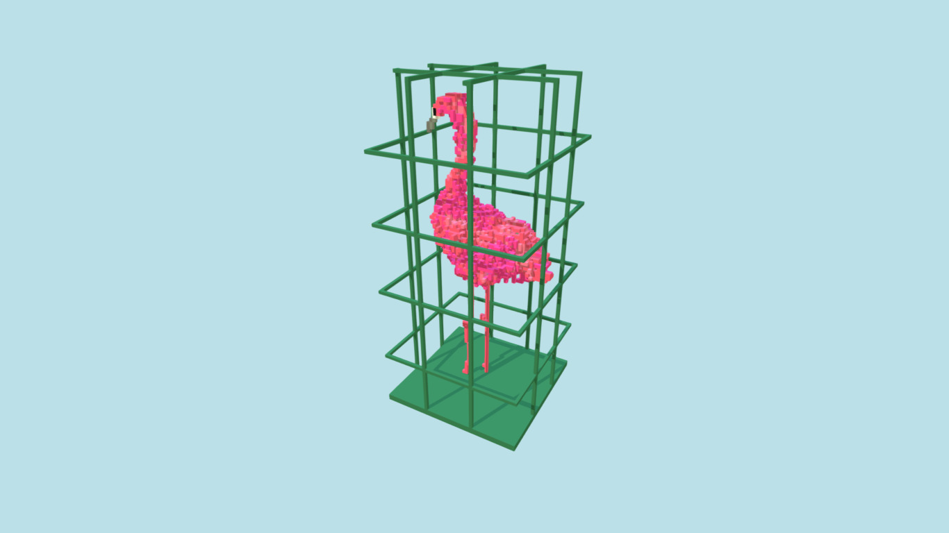 Flamingo in cage - 3D model by catilaporte [eb21c5a] - Sketchfab
