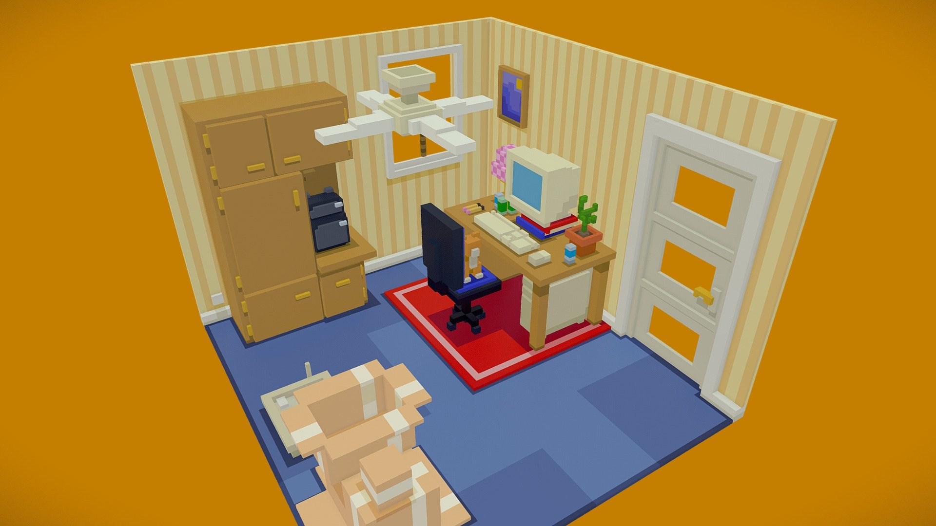 Voxel Retro Office - 3D model by GBPierce [eb233db] - Sketchfab