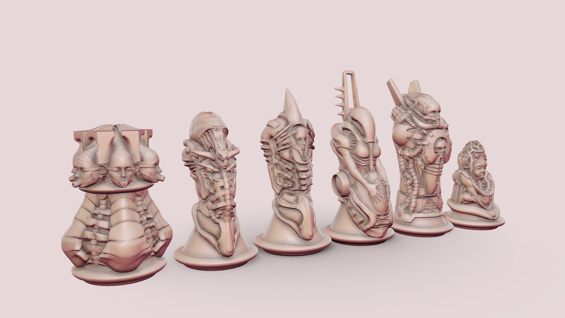 Biomechanic chess set - 3D model by merces [eb27cfe] - Sketchfab