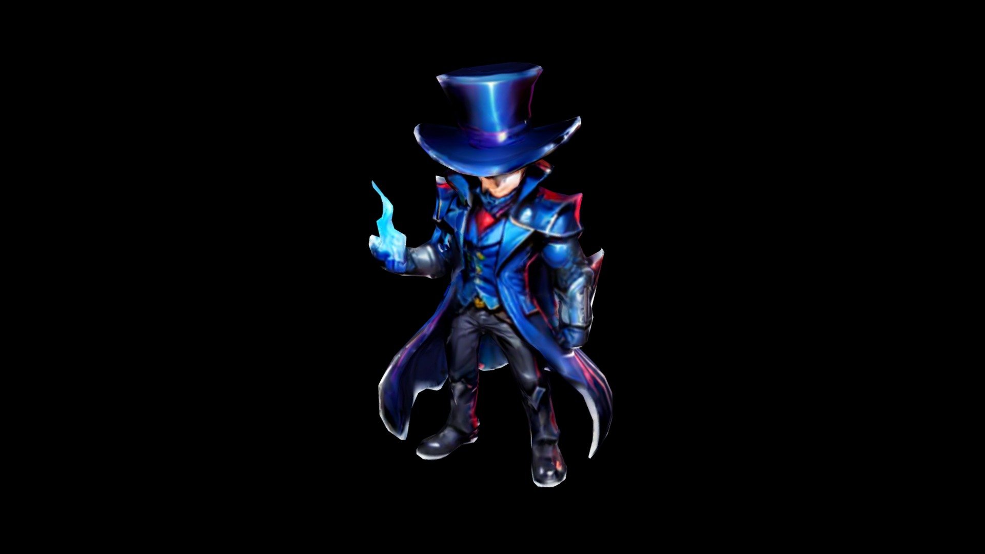 Anime-style character with blue coat and top hat - Download Free 3D ...