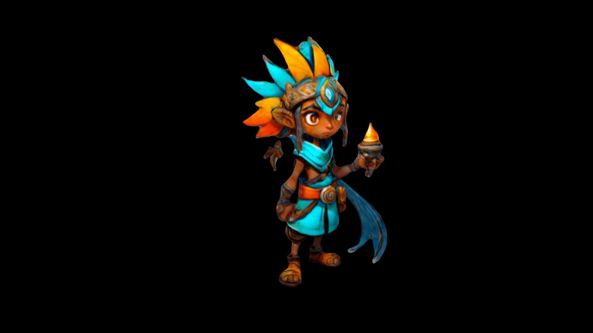 a cartoon illustration of a boy holding a torch - Download Free 3D ...
