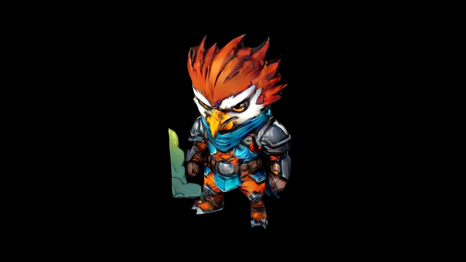 An angry orange and red bird wearing a blue scar - Download Free 3D ...