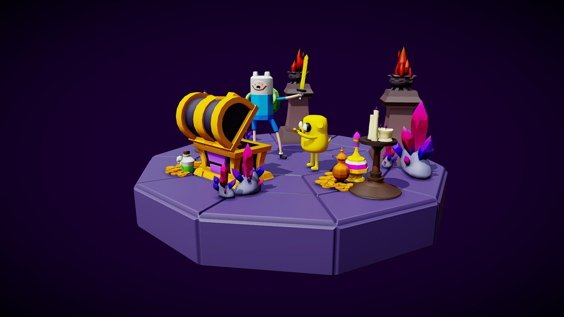 Lowpoly Adventure Time Diorama - 3D model by ivanna.brauer [eb57d8b ...