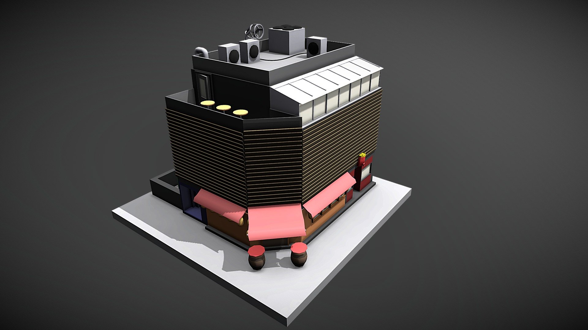 Restaurant Building - 3D model by raphael.colucci [eb5c47b] - Sketchfab