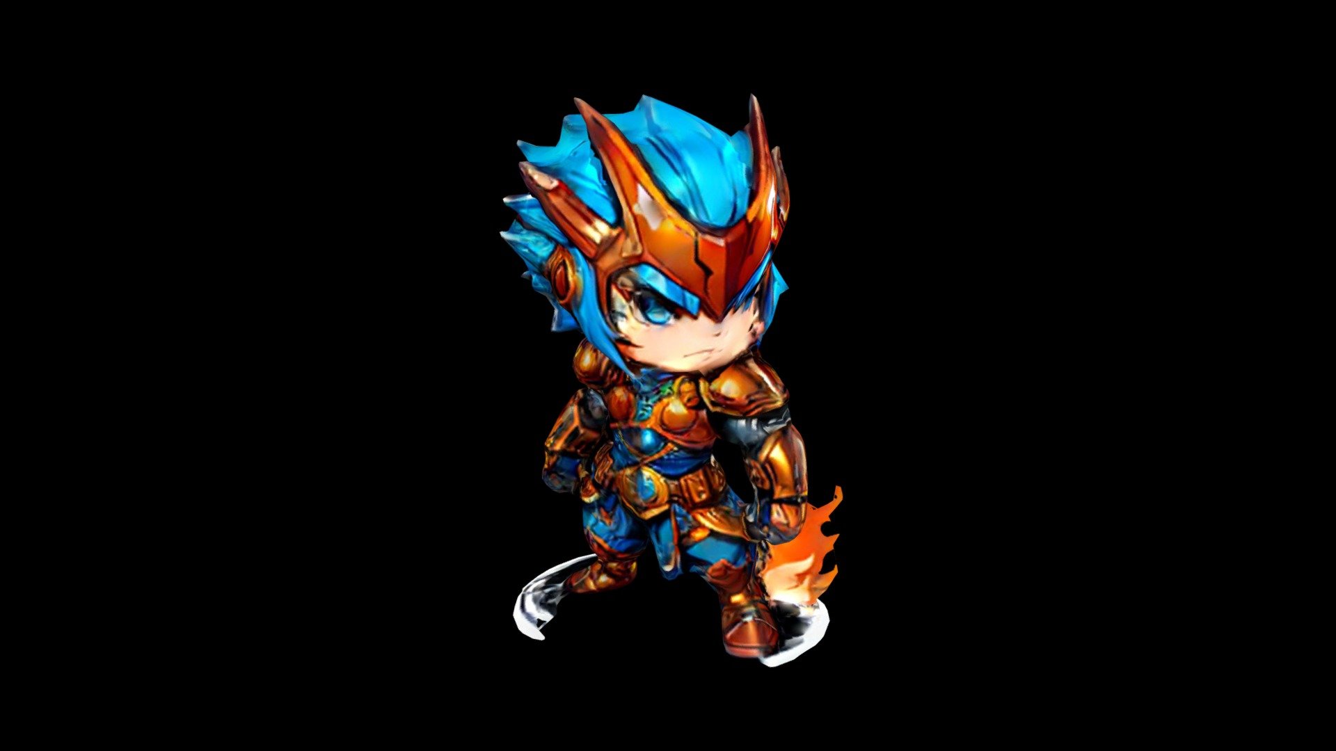 An image of a knight with blue hair and blue eye - Download Free 3D ...