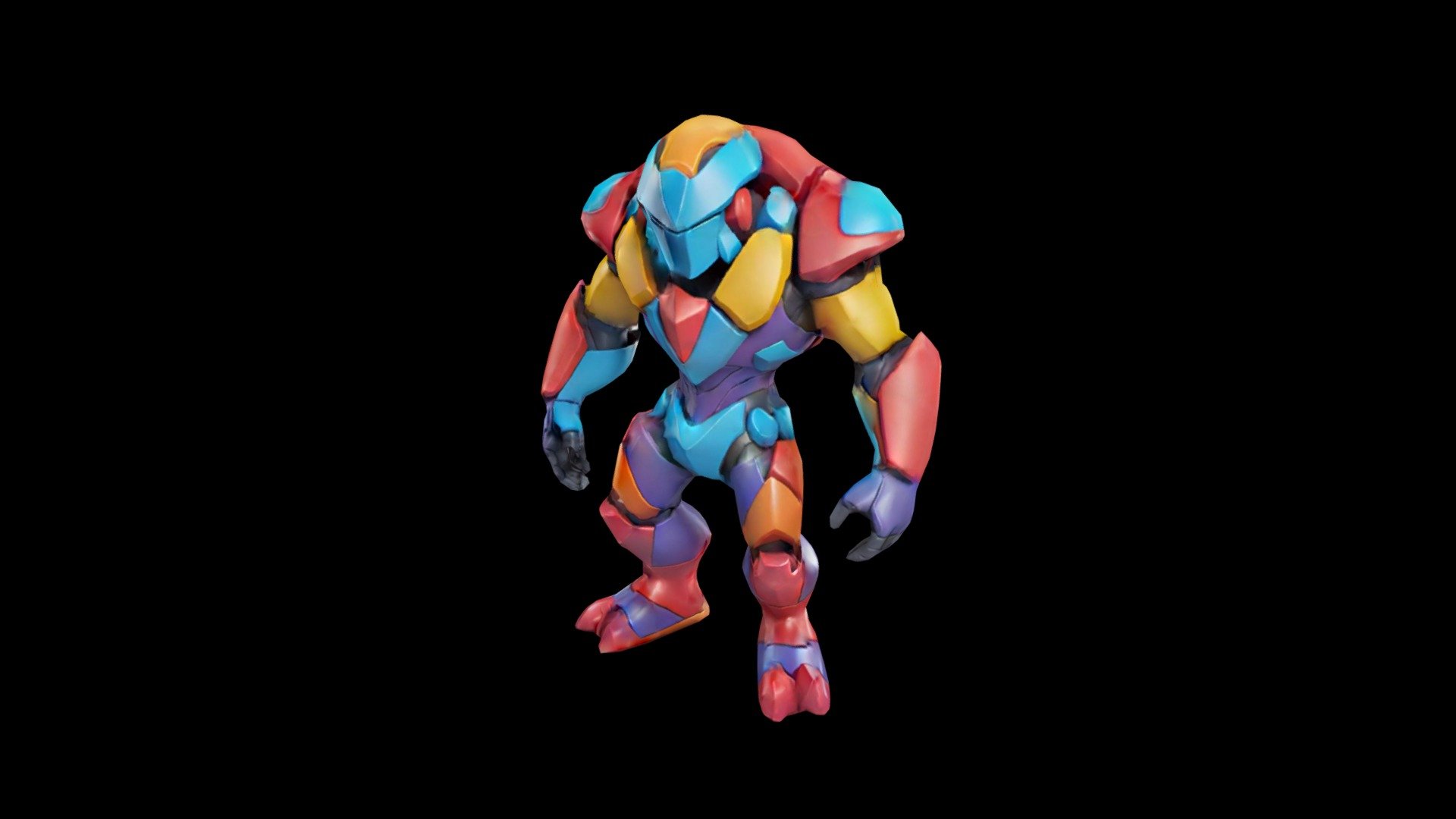 A colorful robot with red, blue, yellow, and pur - Download Free 3D ...