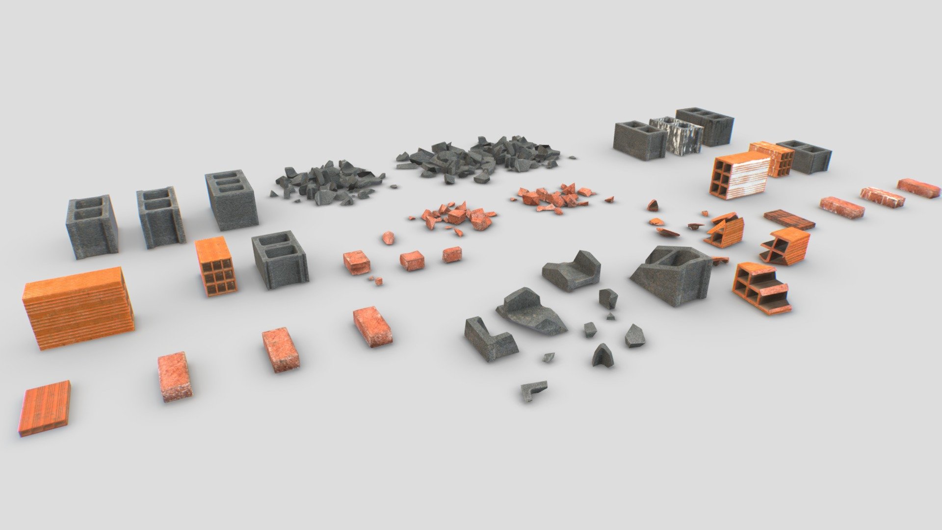 Bricks and debris - Buy Royalty Free 3D model by 32cm [ebbe082 ...