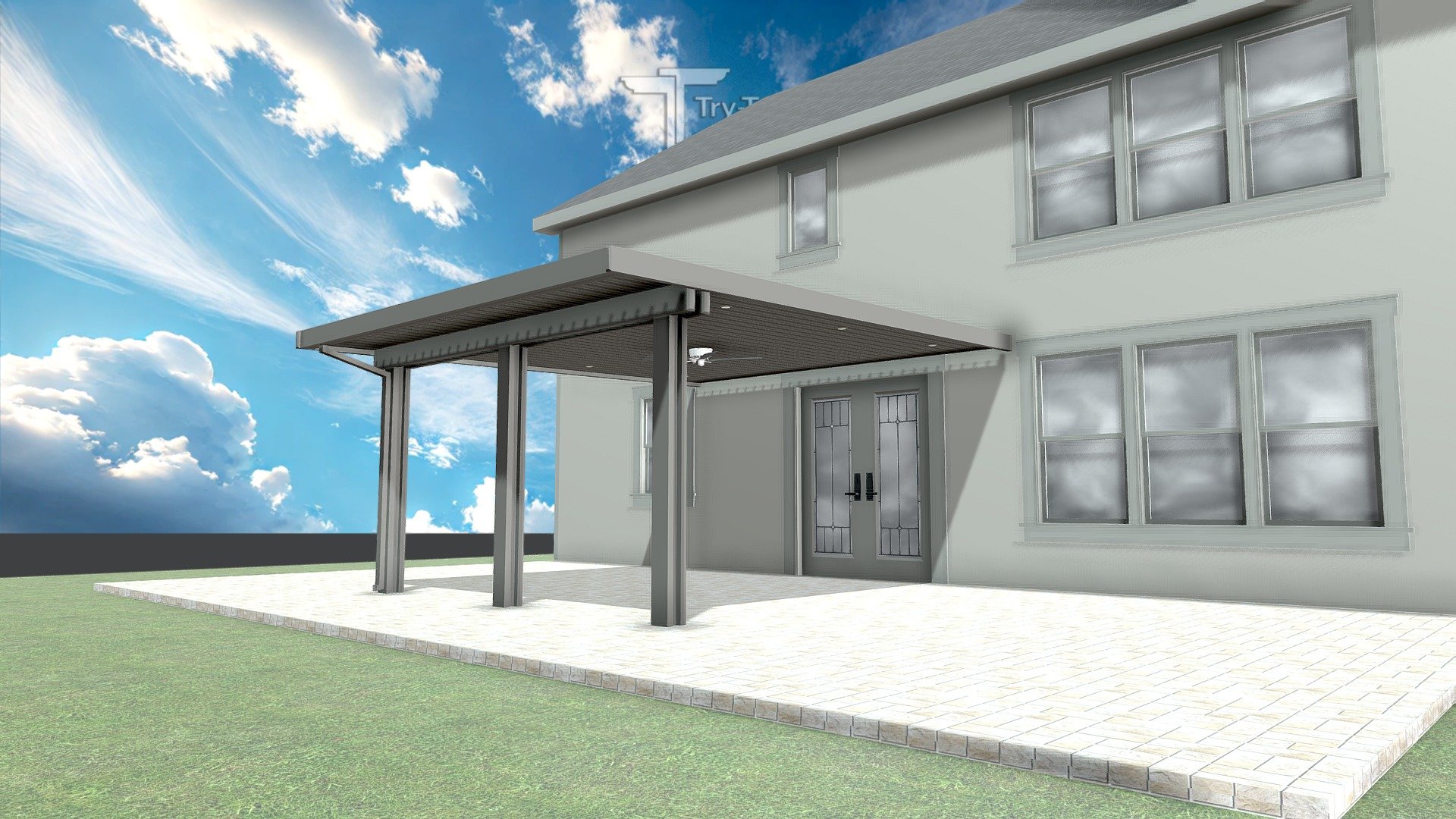 18x15 Double Header Modern Patio Cover - 3D model by try-tech [ebc0e6c ...