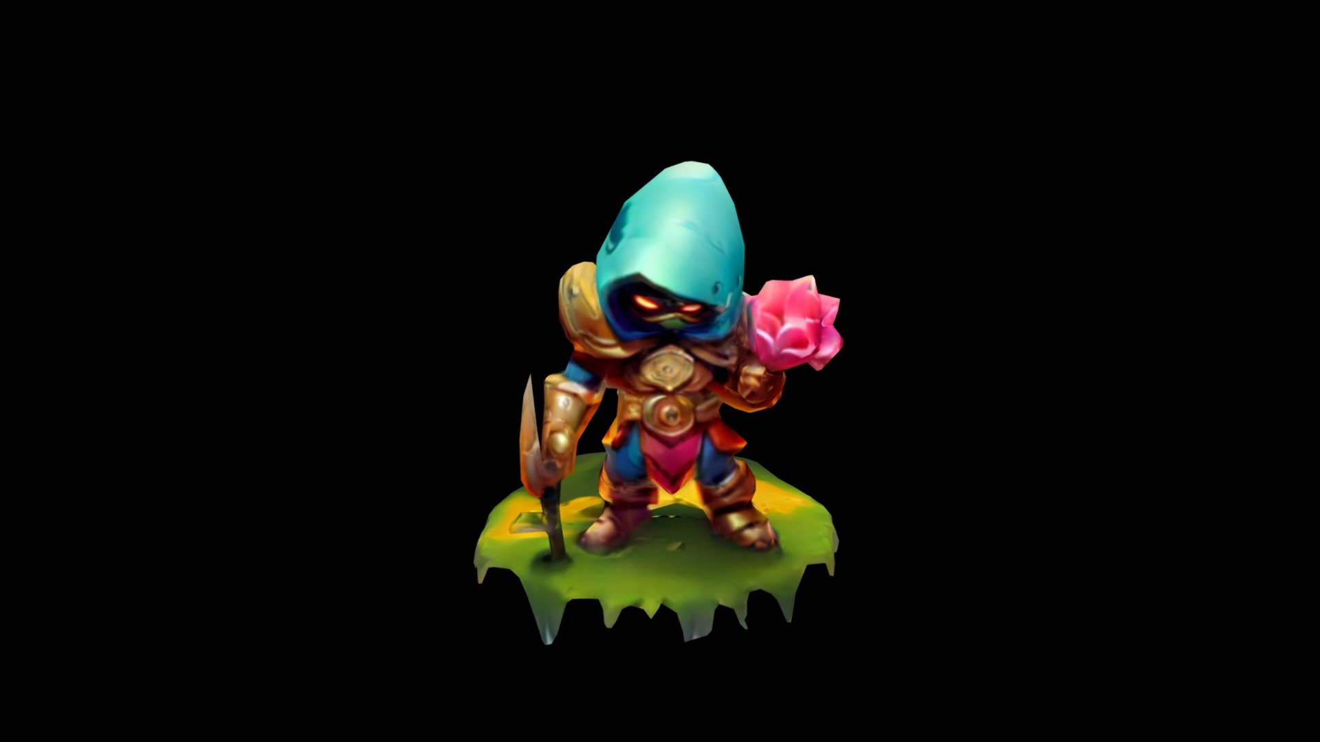 a cartoon character with a blue hood holding - Download Free 3D model ...