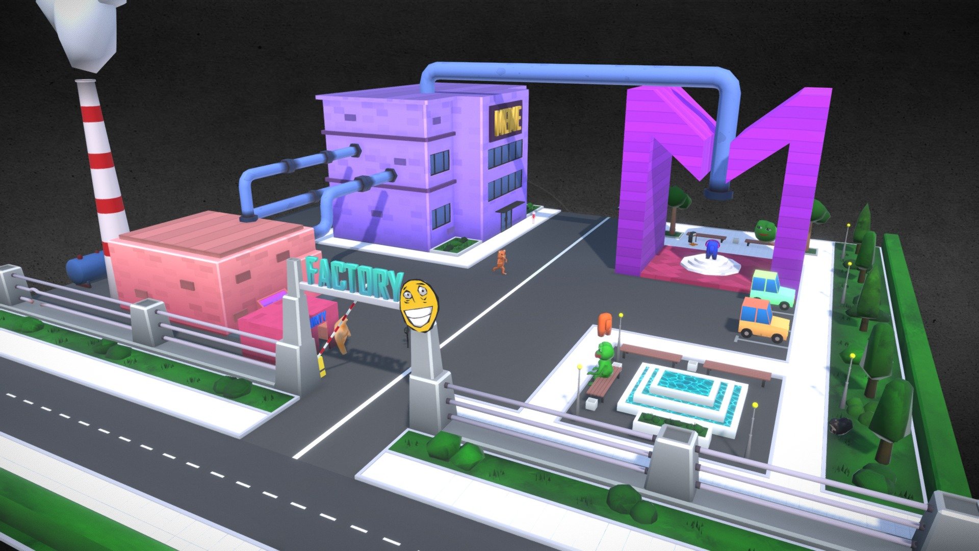 Factory MEME low-poly - 3D model by kotydyba [ebd21df] - Sketchfab