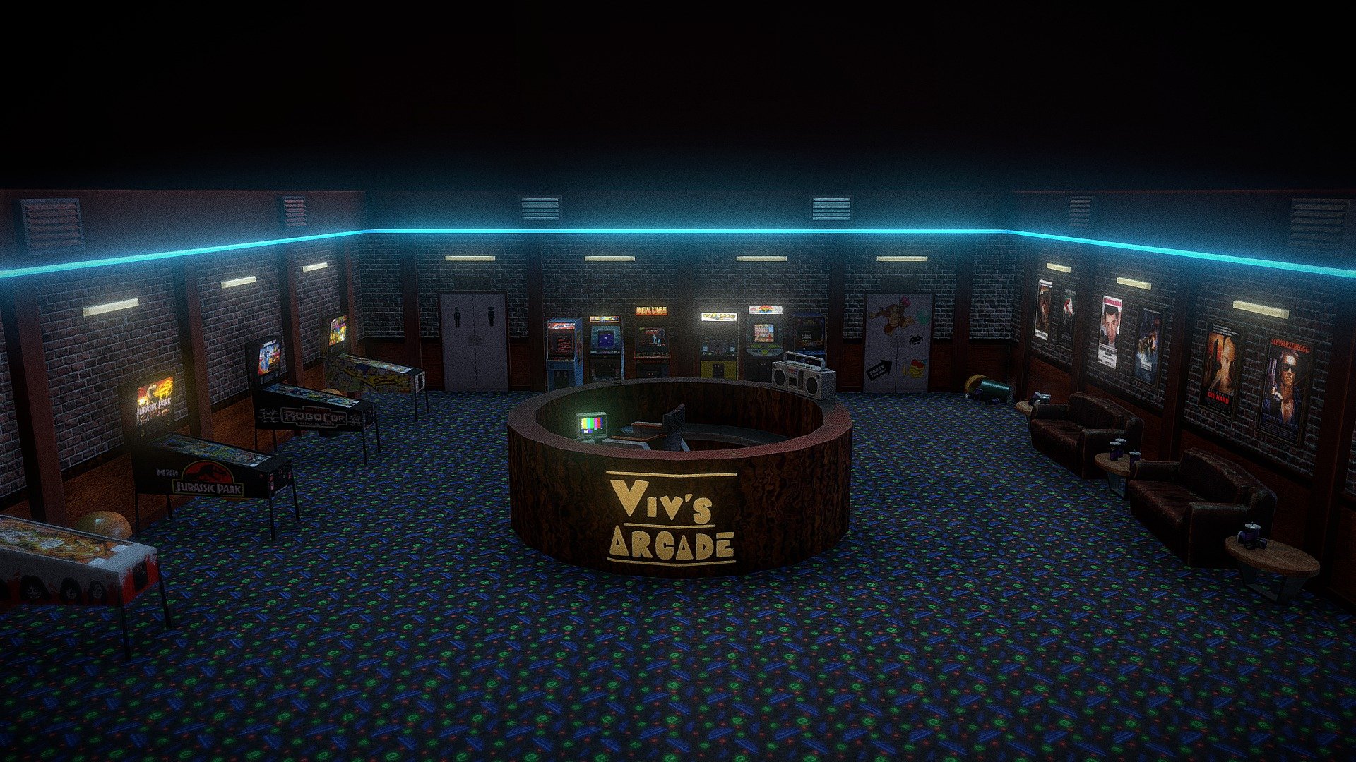 Retro Gaming Arcade - 3D model by Dethicus_M [ebec7da] - Sketchfab