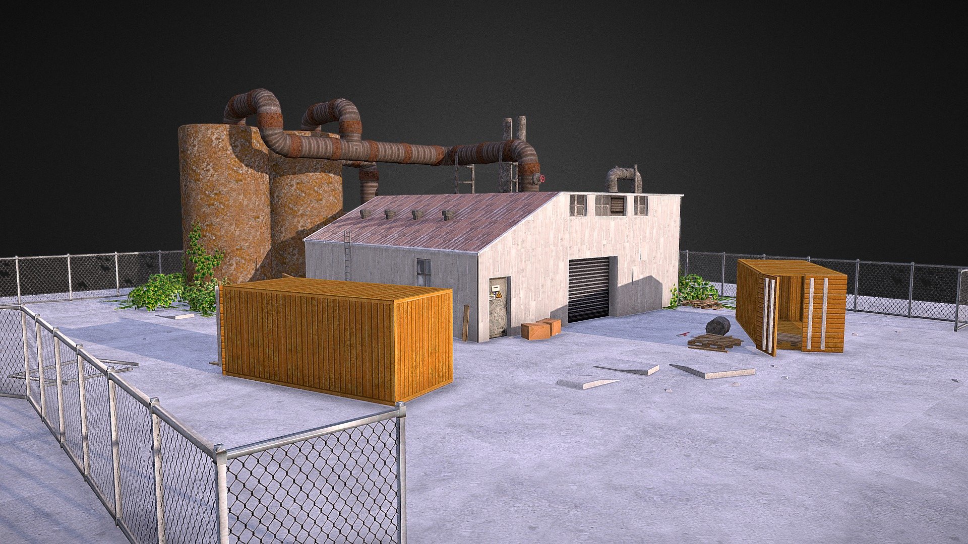 Abandoned Factory Modular Kit - Download Free 3D model by Andy B ...