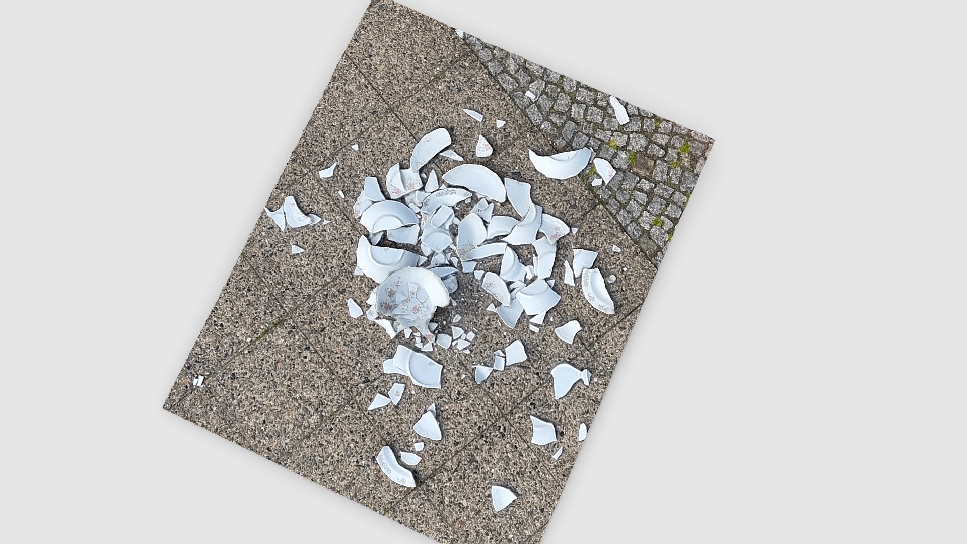 Broken plates on the street - 3D model by Zoltanfood [ec0c13e] - Sketchfab