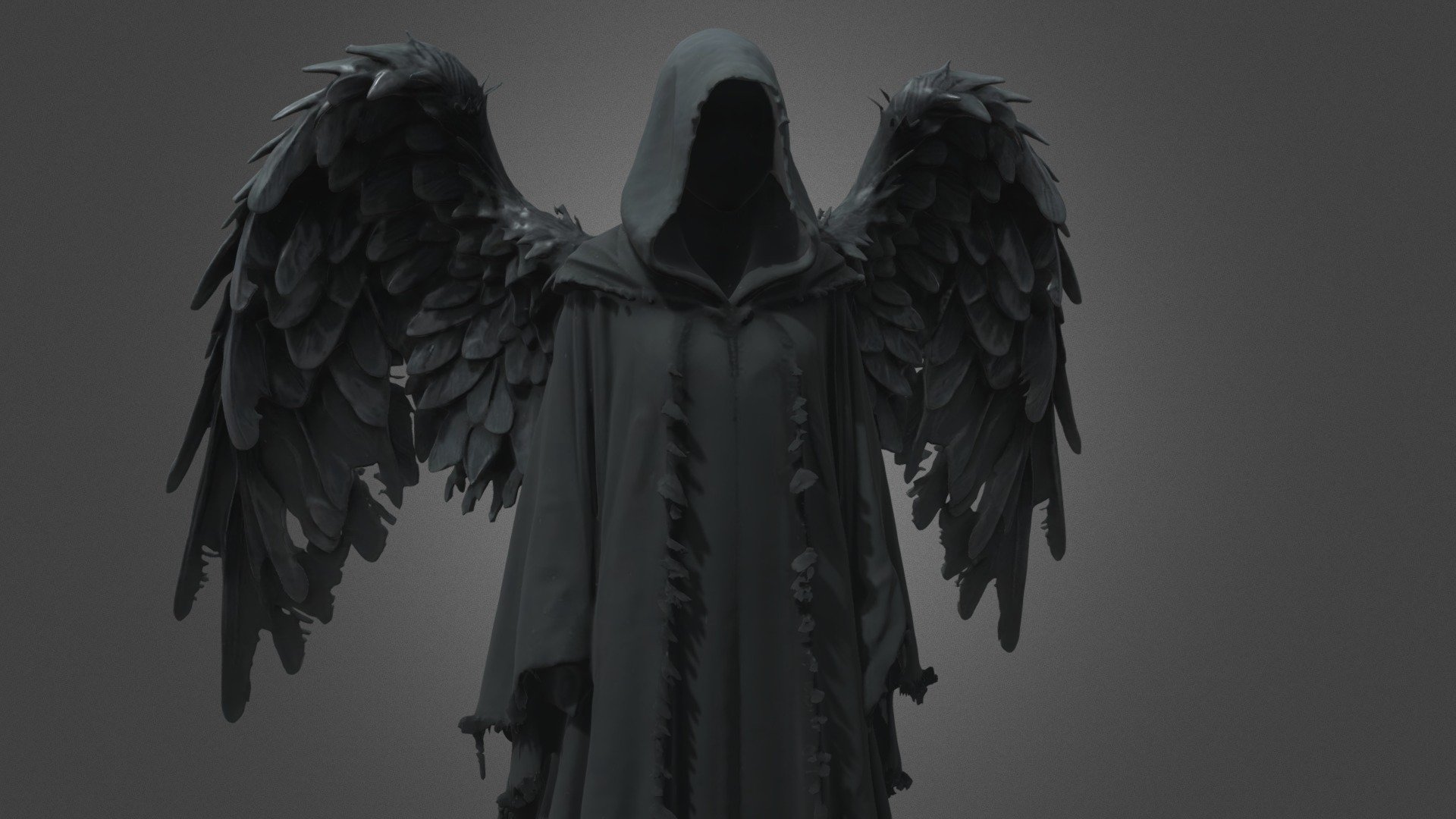 Faceless Fallen Angel of Death Feather Wings - Download Free 3D model ...