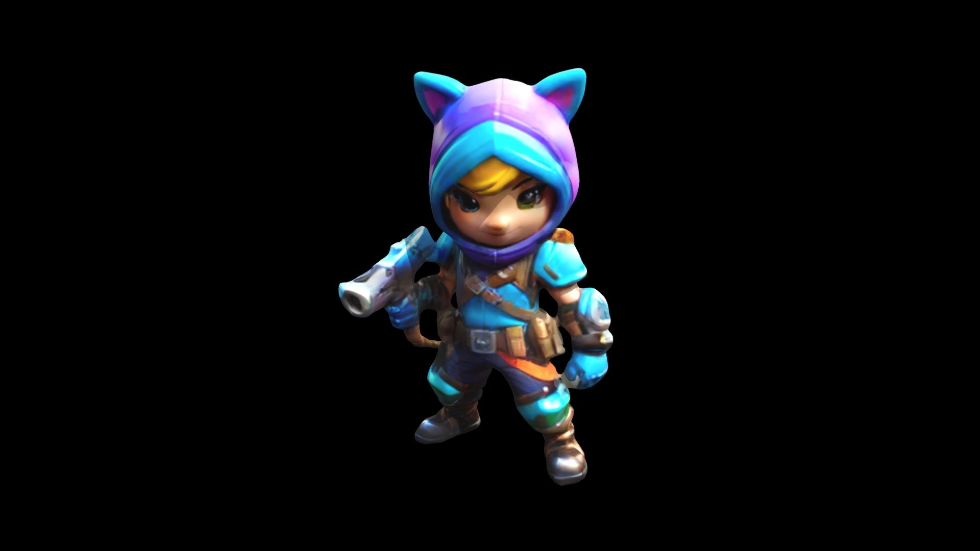 "Animated Villain Girl in action pose holding a - Download Free 3D ...