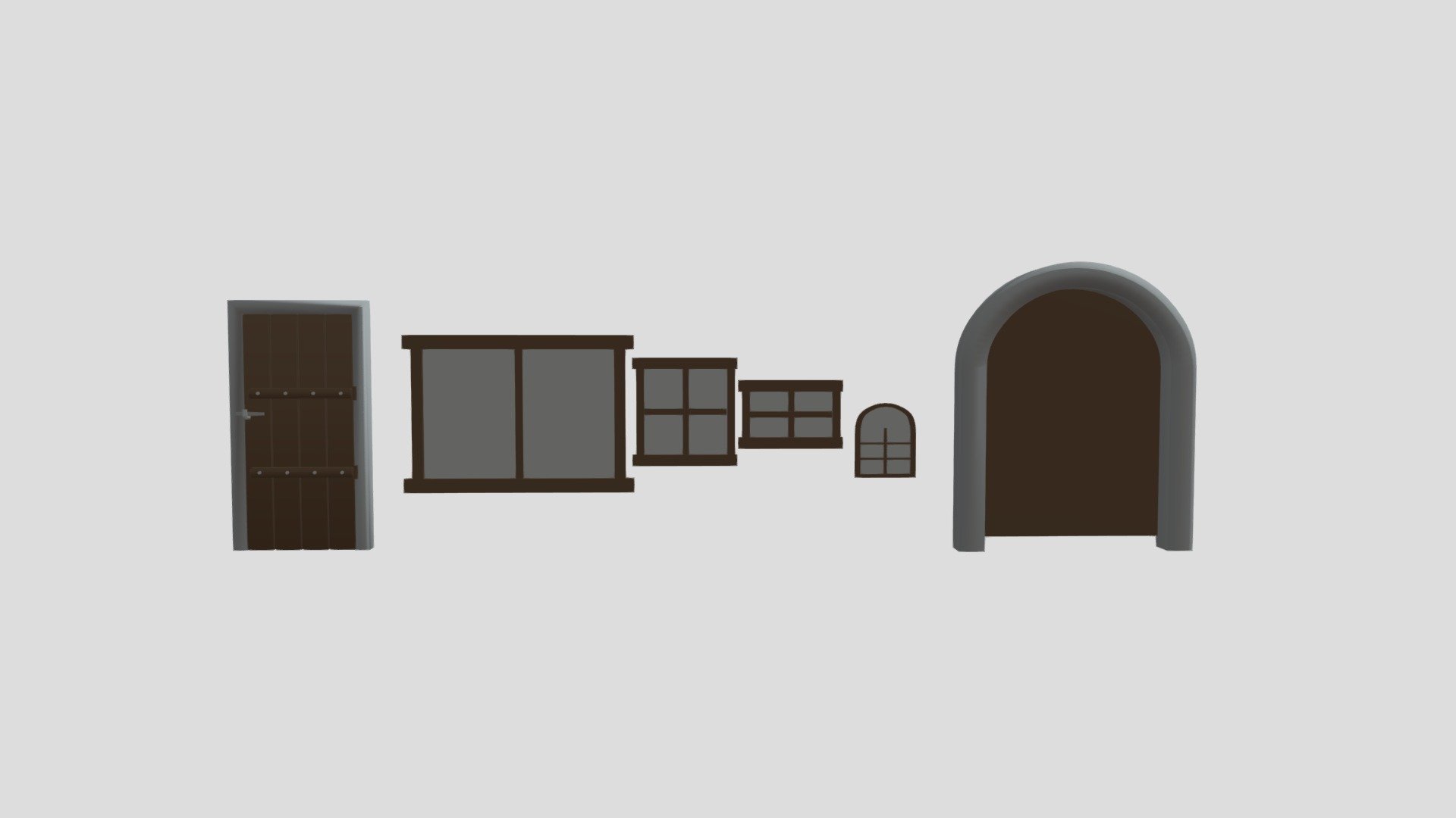 low poly medieval windows and doors - Download Free 3D model by OrthZin ...