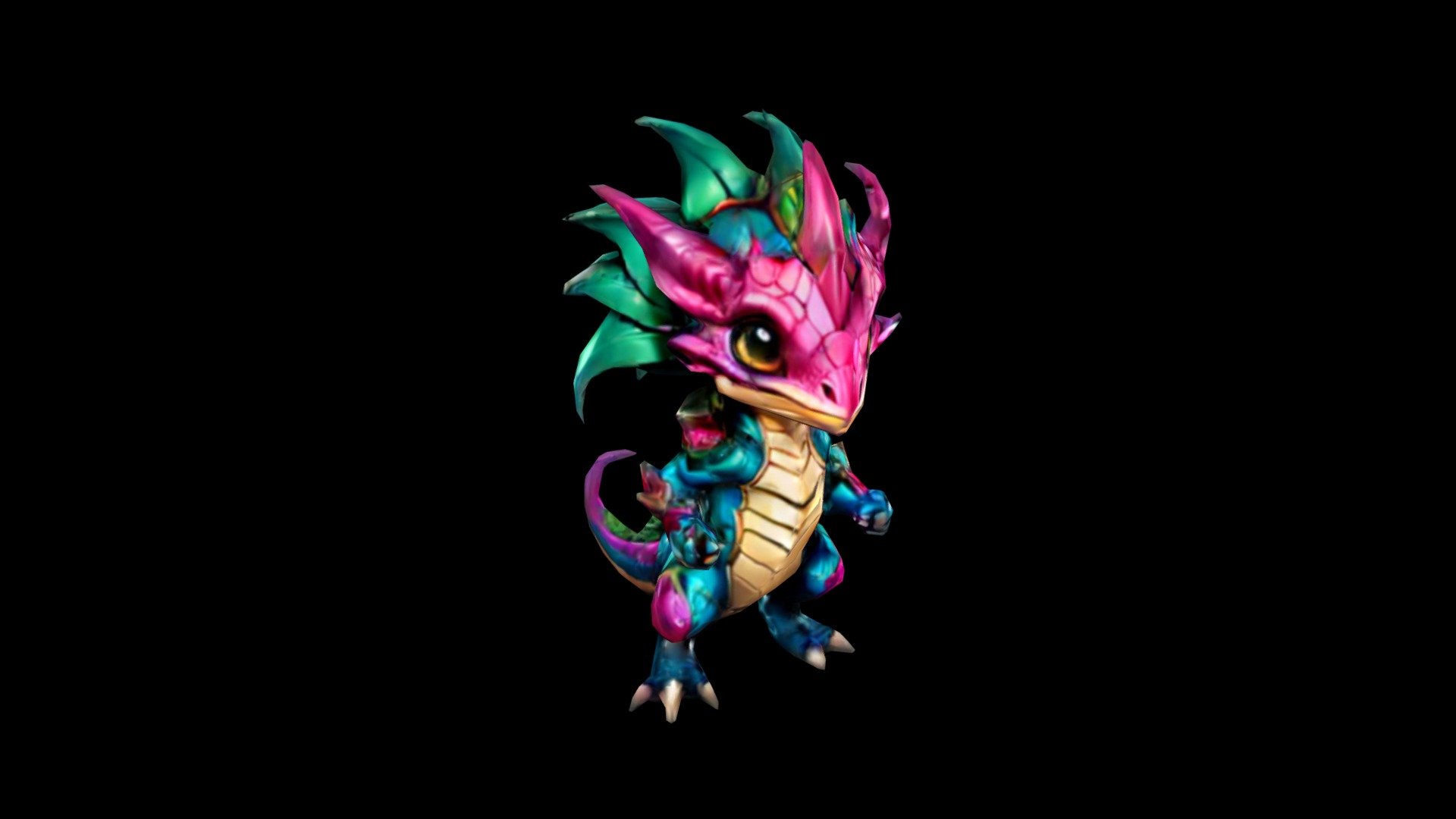 An illustrated dragon, standing upright with its - Download Free 3D ...