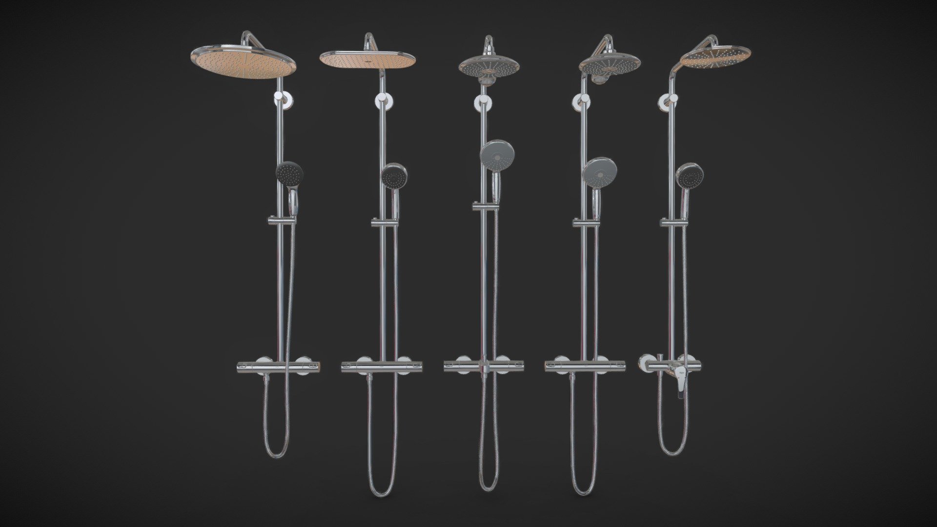 Shower systems GROHE Vitalio set 49 - Buy Royalty Free 3D model by ...