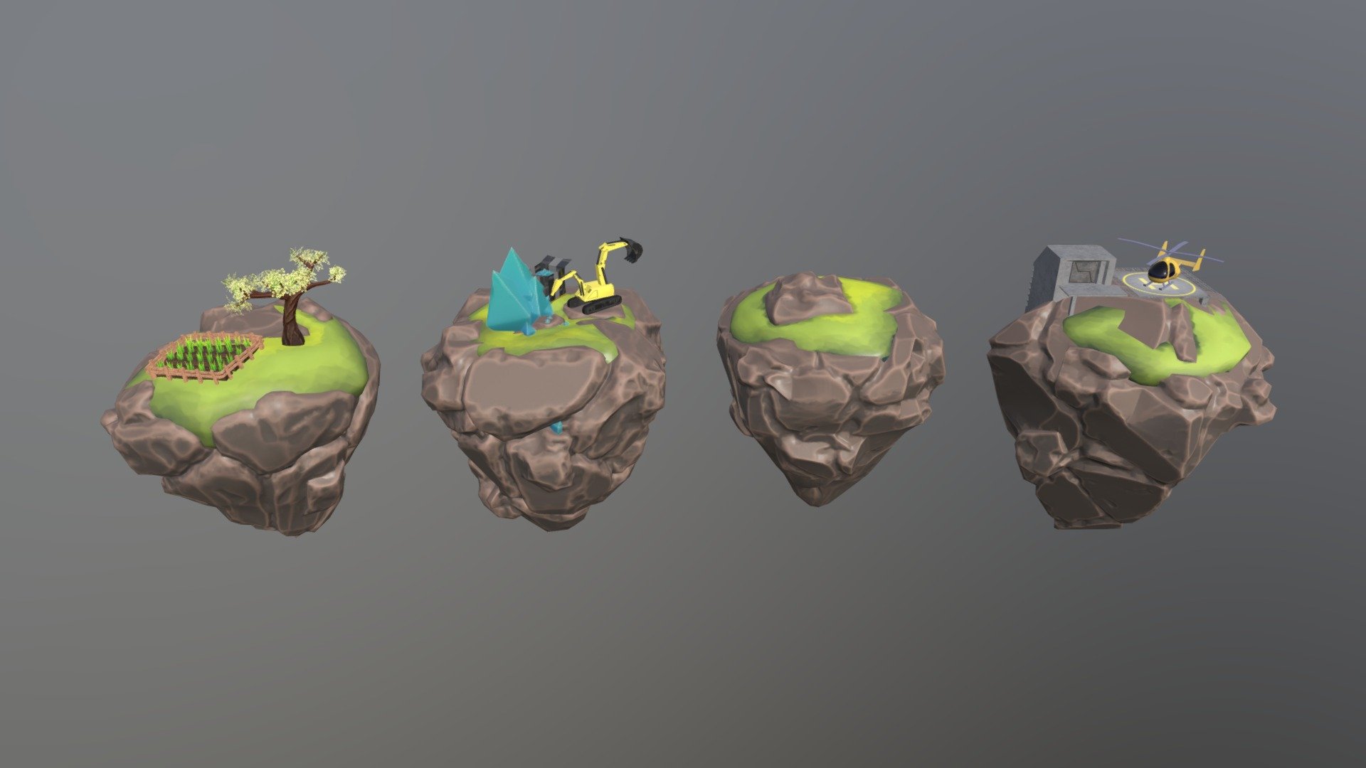 Stylized Flying Islands Kit - 3D model by Damir Guliev (@dgul3d ...