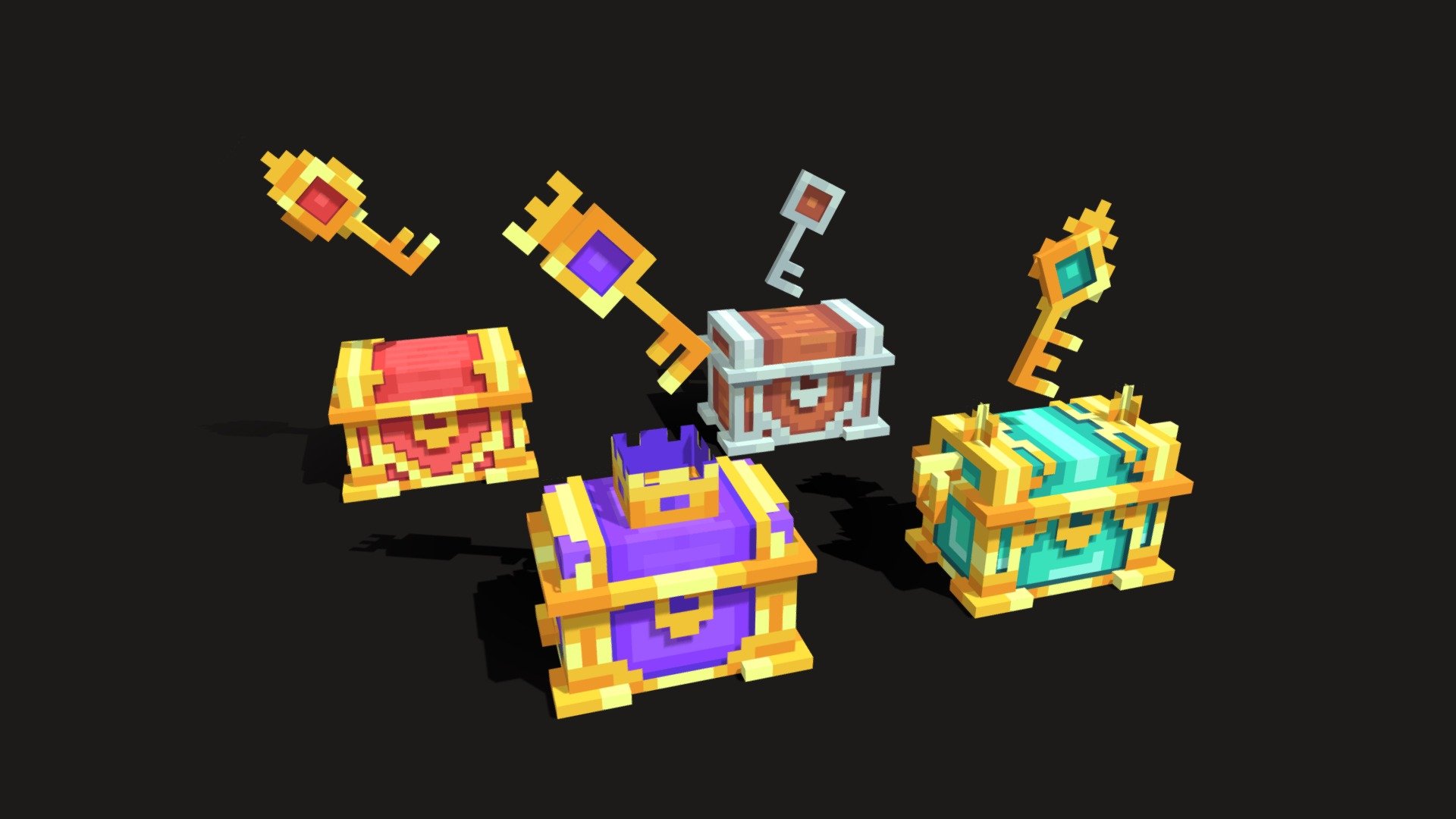 Pixel Boxes - 3D model by Yassou (@miss.yas.mc) [ec43ab5] - Sketchfab