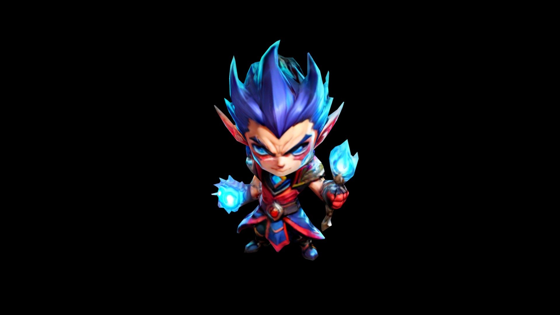 a cartoon character with spiky blue hair and lar - Download Free 3D ...