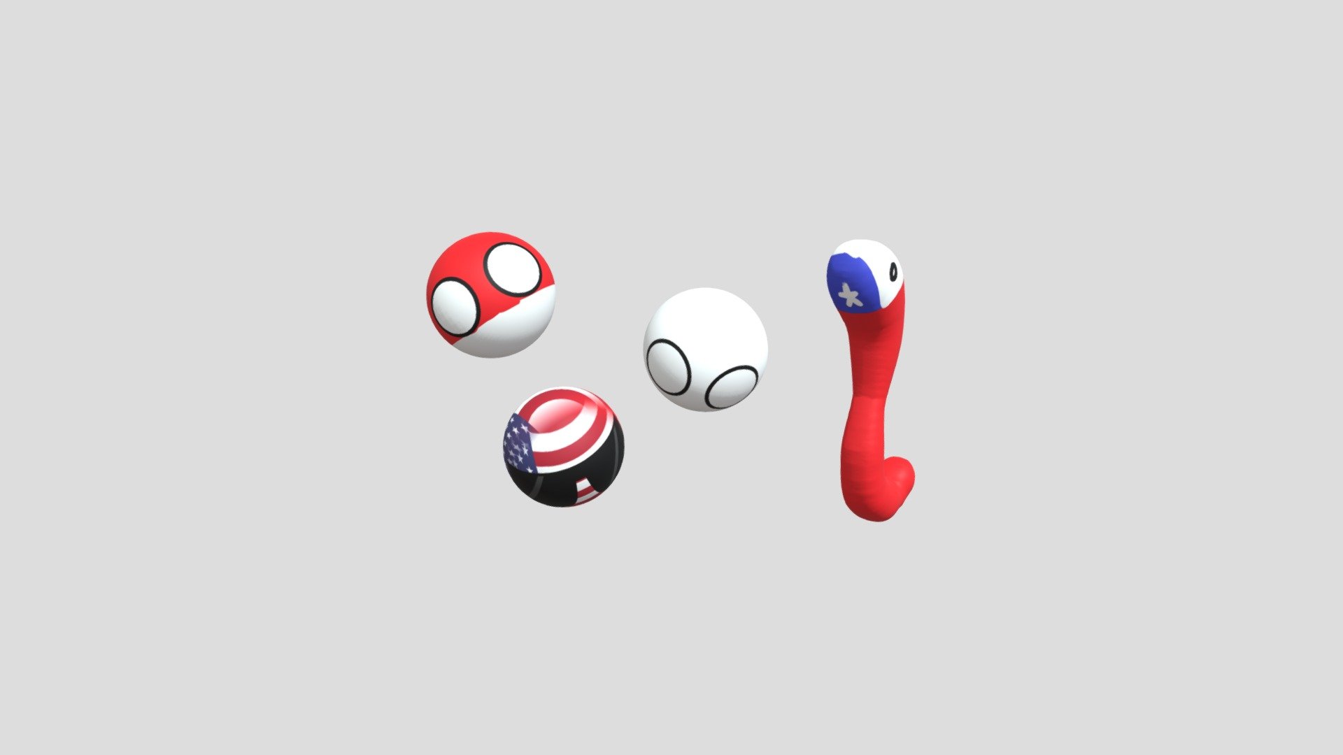 Polandball, Blankball, Usaball & Chile worm - 3D model by elmoexe669 ...