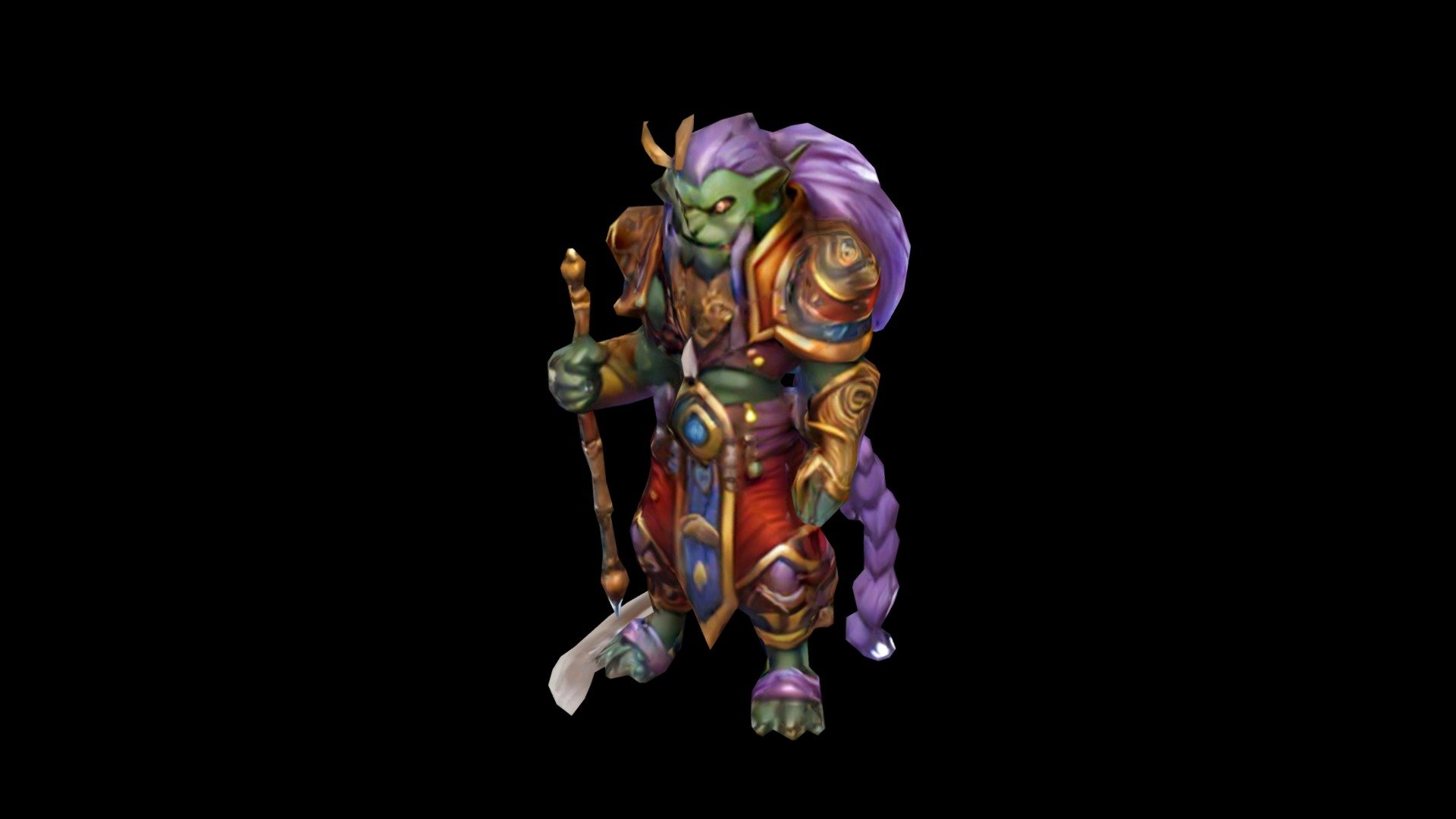 A green, horned Demigod dressed in purple and go - Download Free 3D ...
