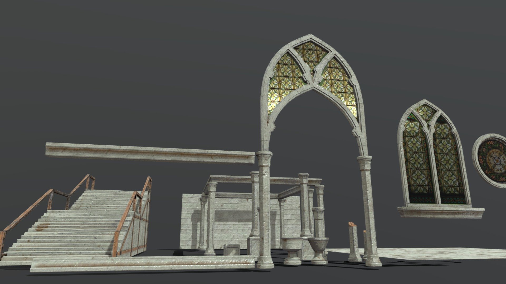 column 3 . Column with arch. Stone column - Download Free 3D model by ...