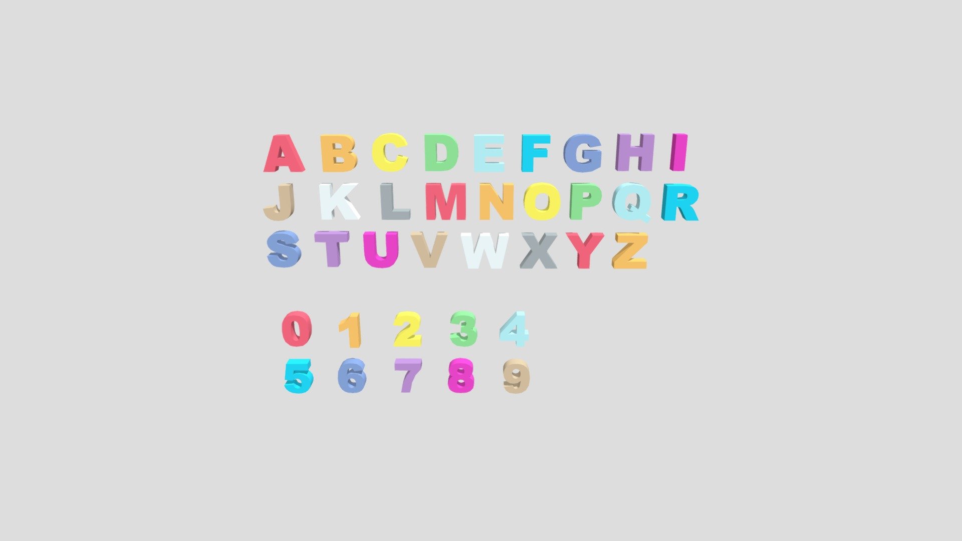 Letters of the Alphabet and Counting from 0-9 - 3D model by dylanja ...