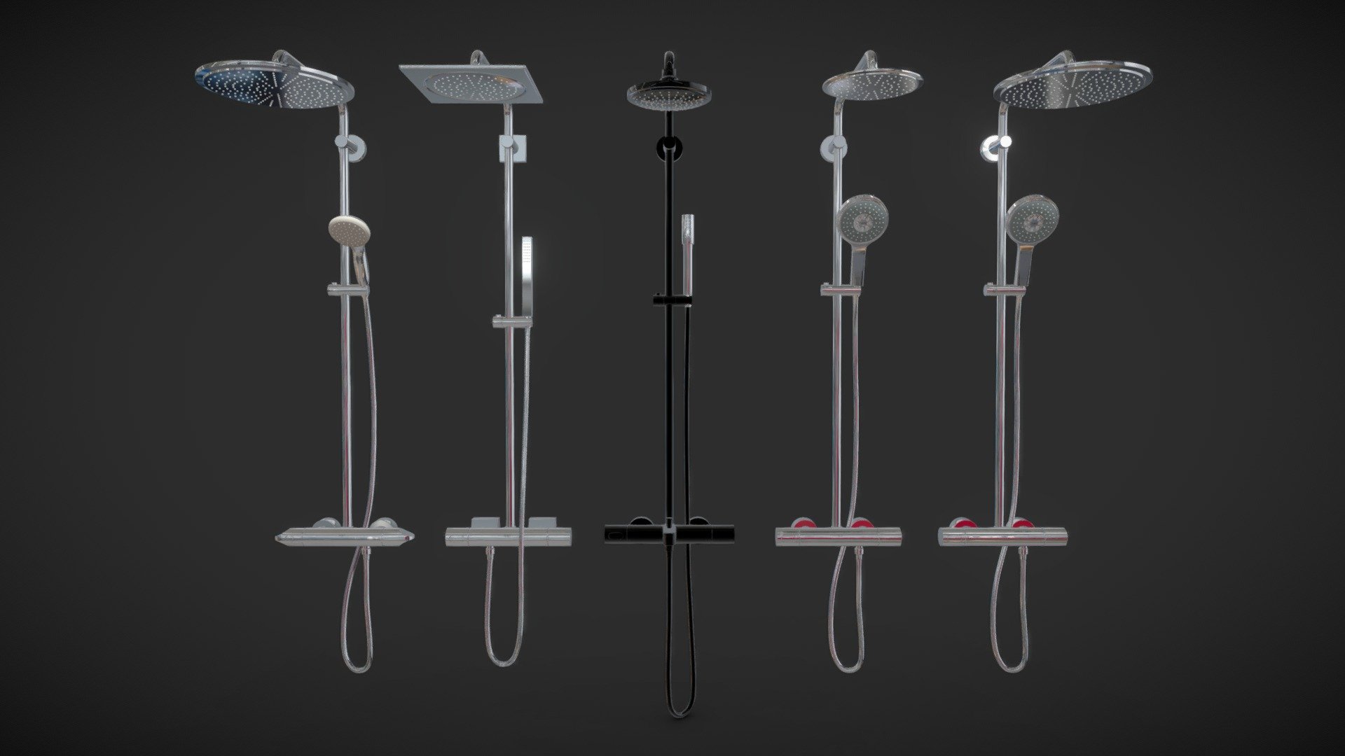 Shower systems GROHE Rainshower set 37 - Buy Royalty Free 3D model by ...
