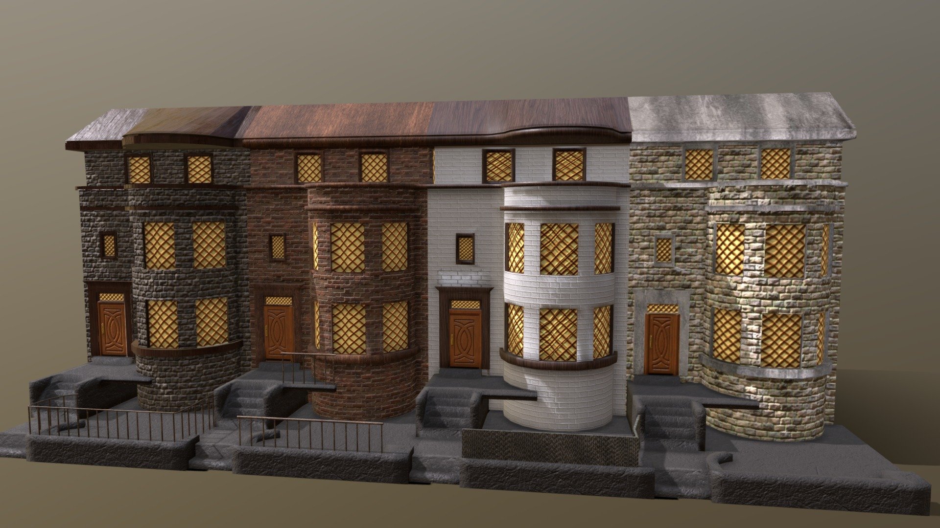 Row Homes - 3D model by AsiaEmory [ec9ad1f] - Sketchfab