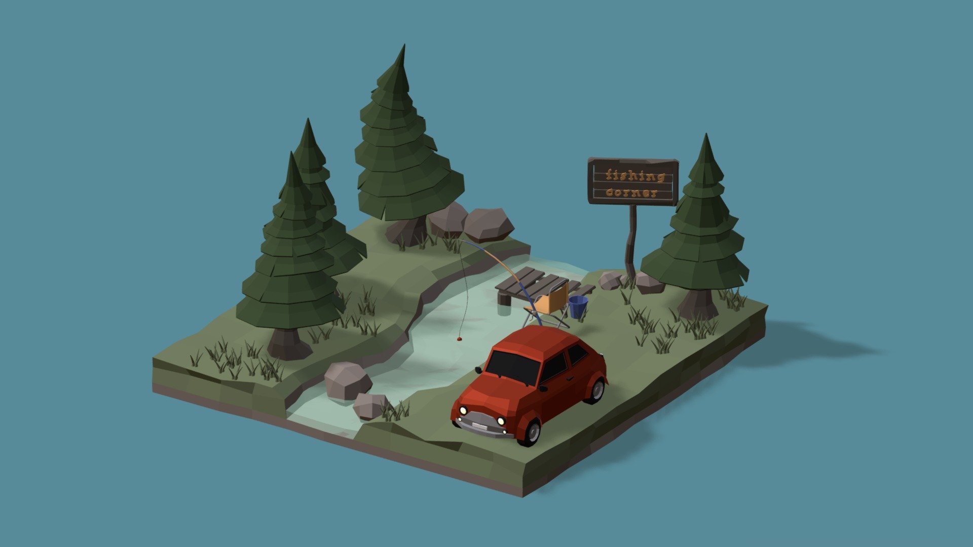 Fishing Corner - Buy Royalty Free 3D model by ApprenticeRaccoon ...