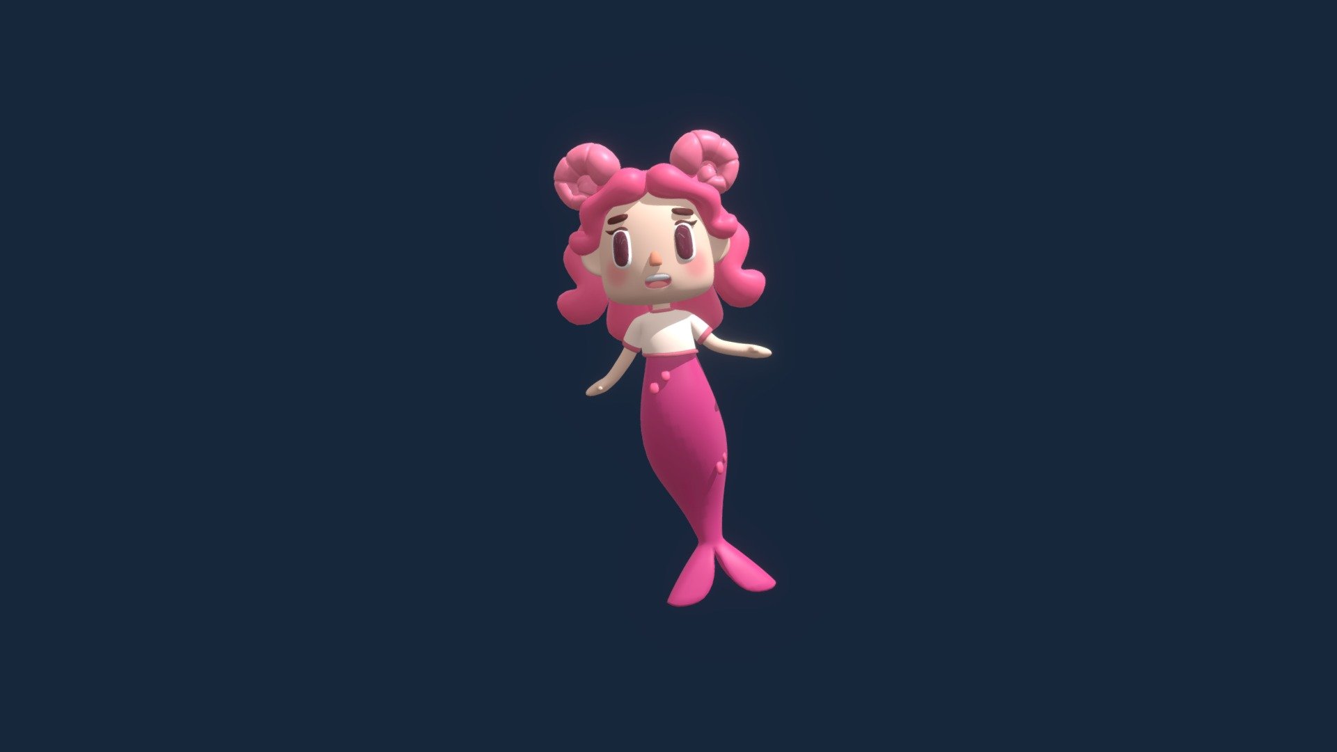 Pink Cute Mermaid - Download Free 3D model by fluxling [ecaad8c ...