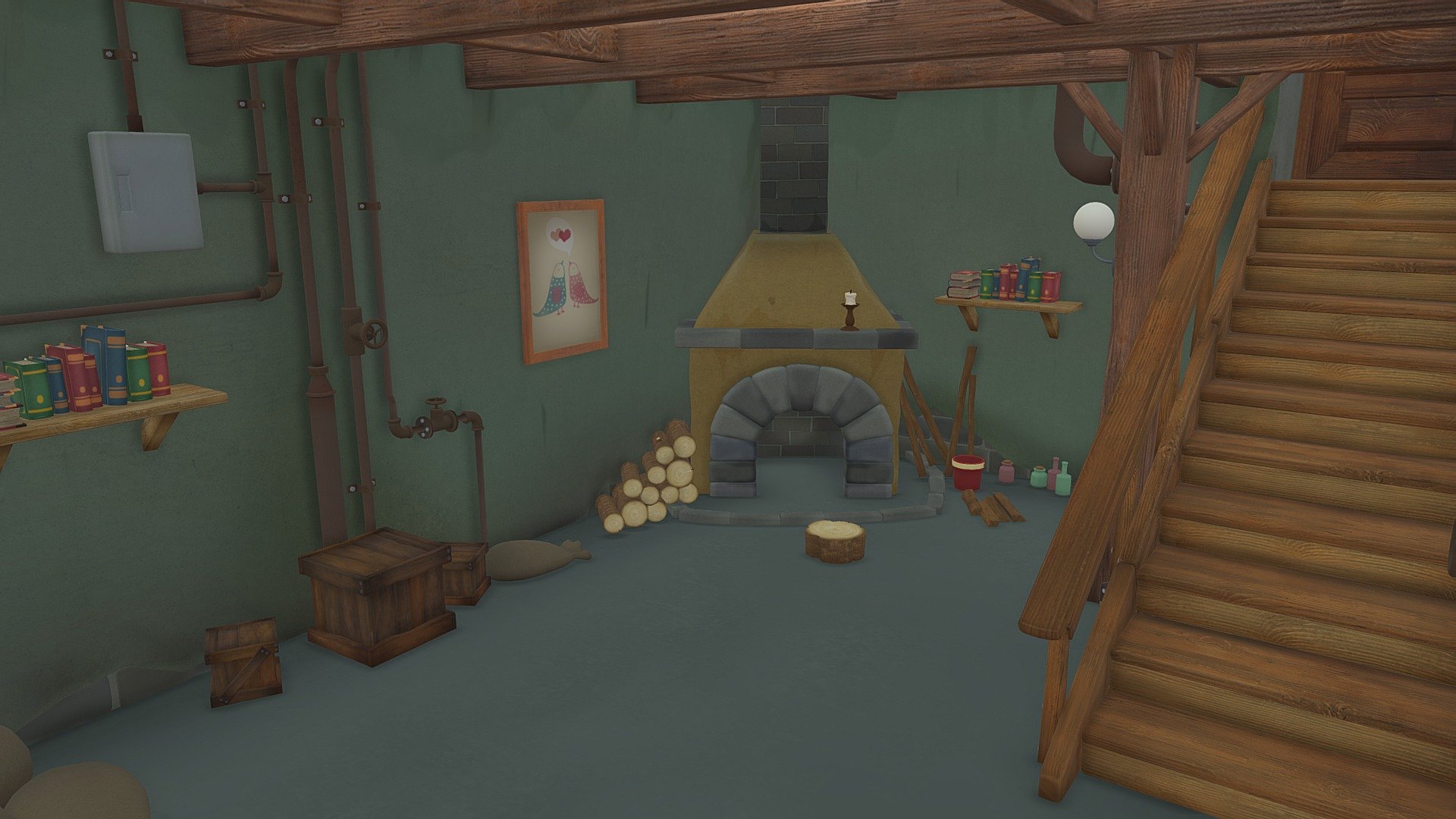 Cartoon Warehouse - Buy Royalty Free 3D model by misitewang [ecea737 ...