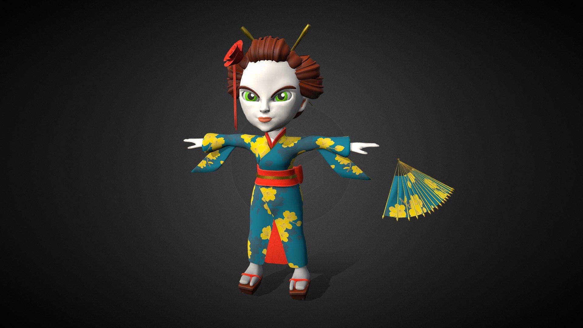 Geisha - 3D model by Miray Naz Kara (@m.nazkara) [ecf295d] - Sketchfab