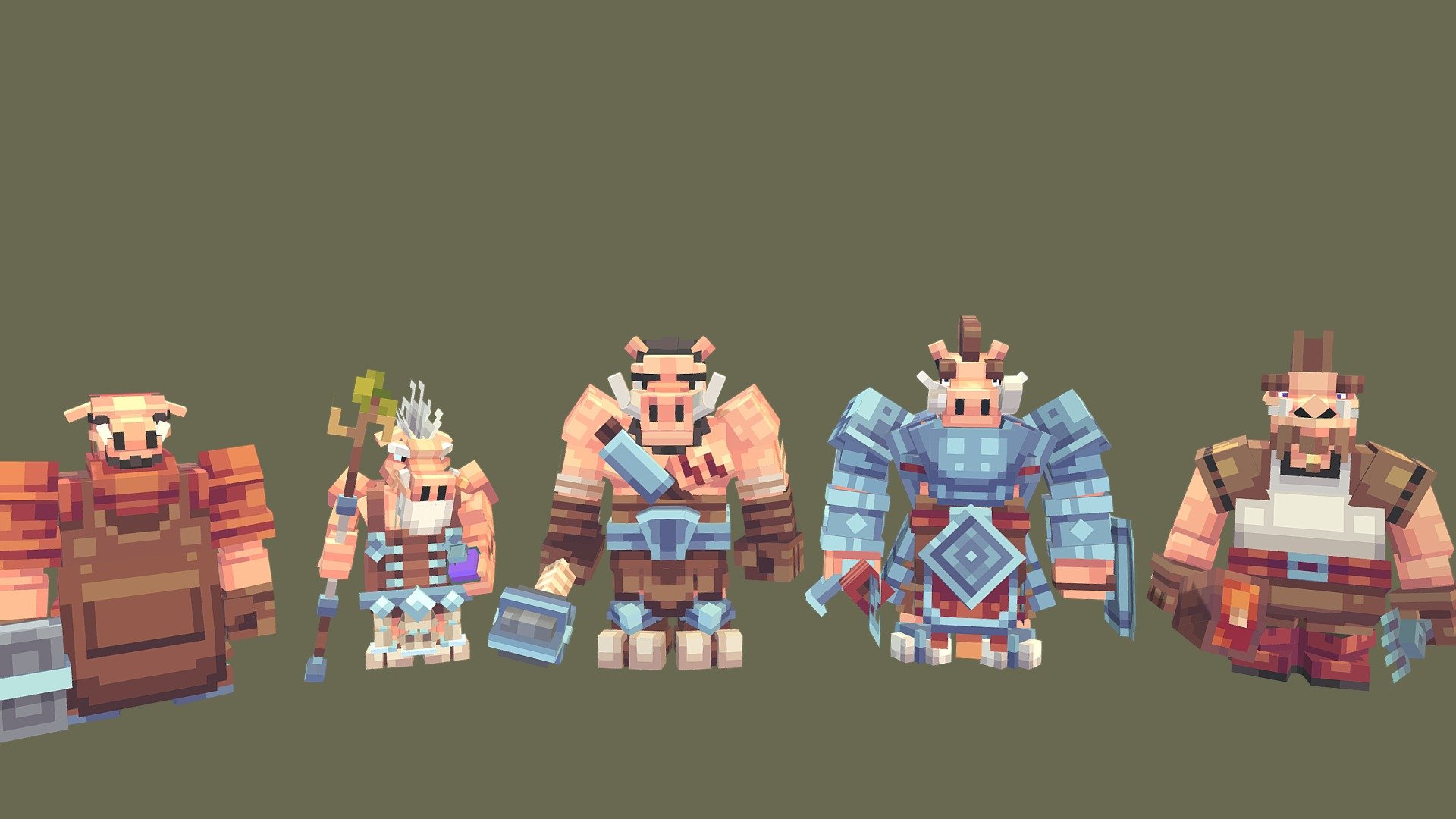 Hog Tribe - 3D model by Queue (@blockbenchqueue) [ed0c3c4] - Sketchfab