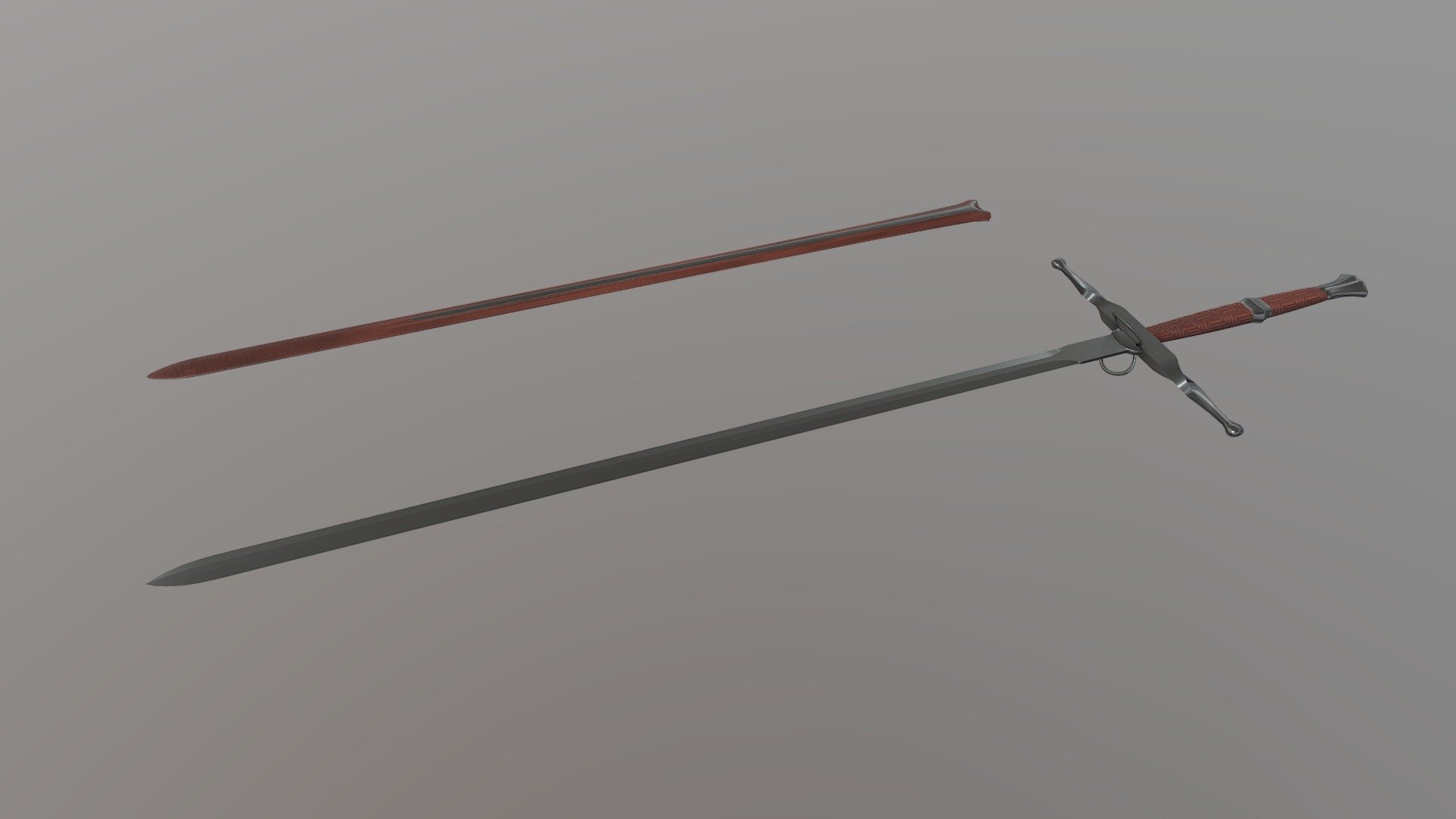 Two Handed Longsword and Sheath - Download Free 3D model by Pippa ...