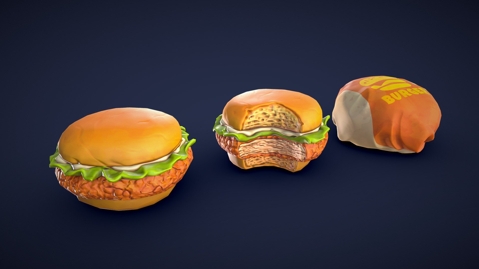 Stylized Chicken Burger - Low Poly - Buy Royalty Free 3D model by ...