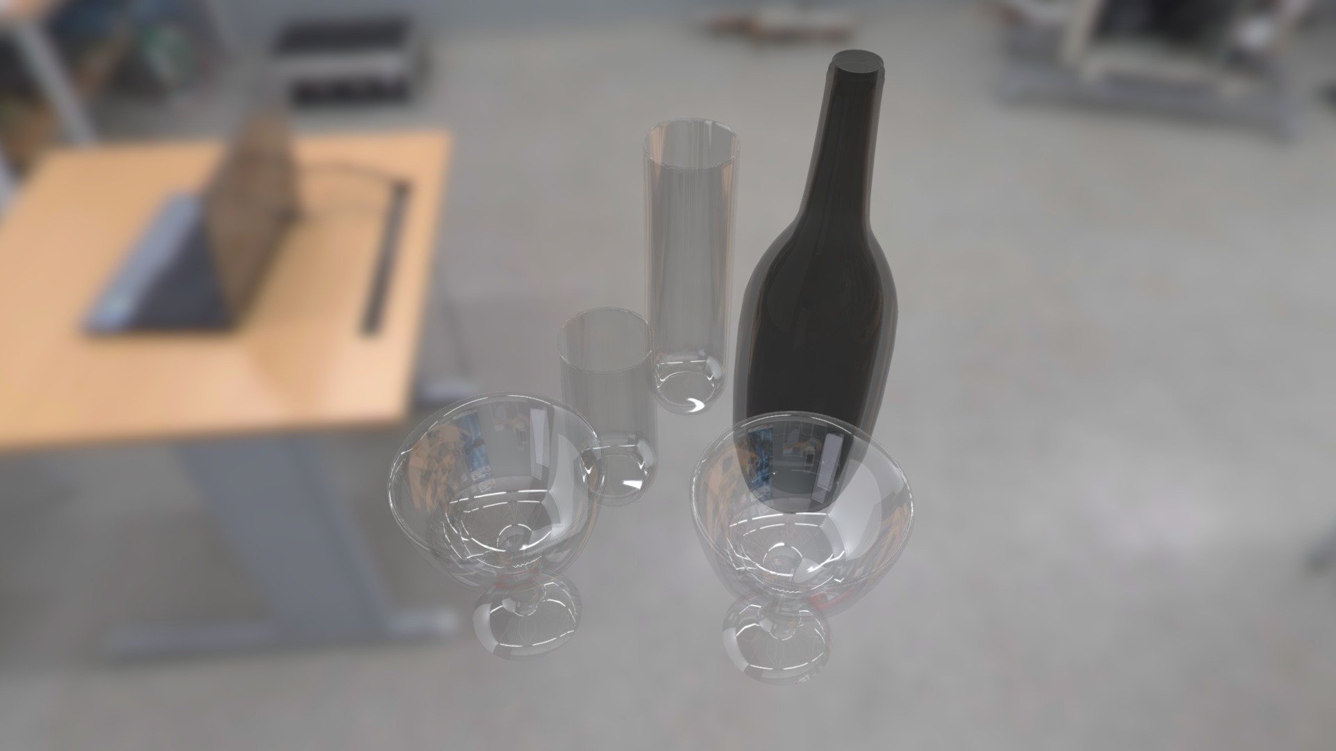 Glass cups and bottle - Glassware - Download Free 3D model by Zihaan3D ...