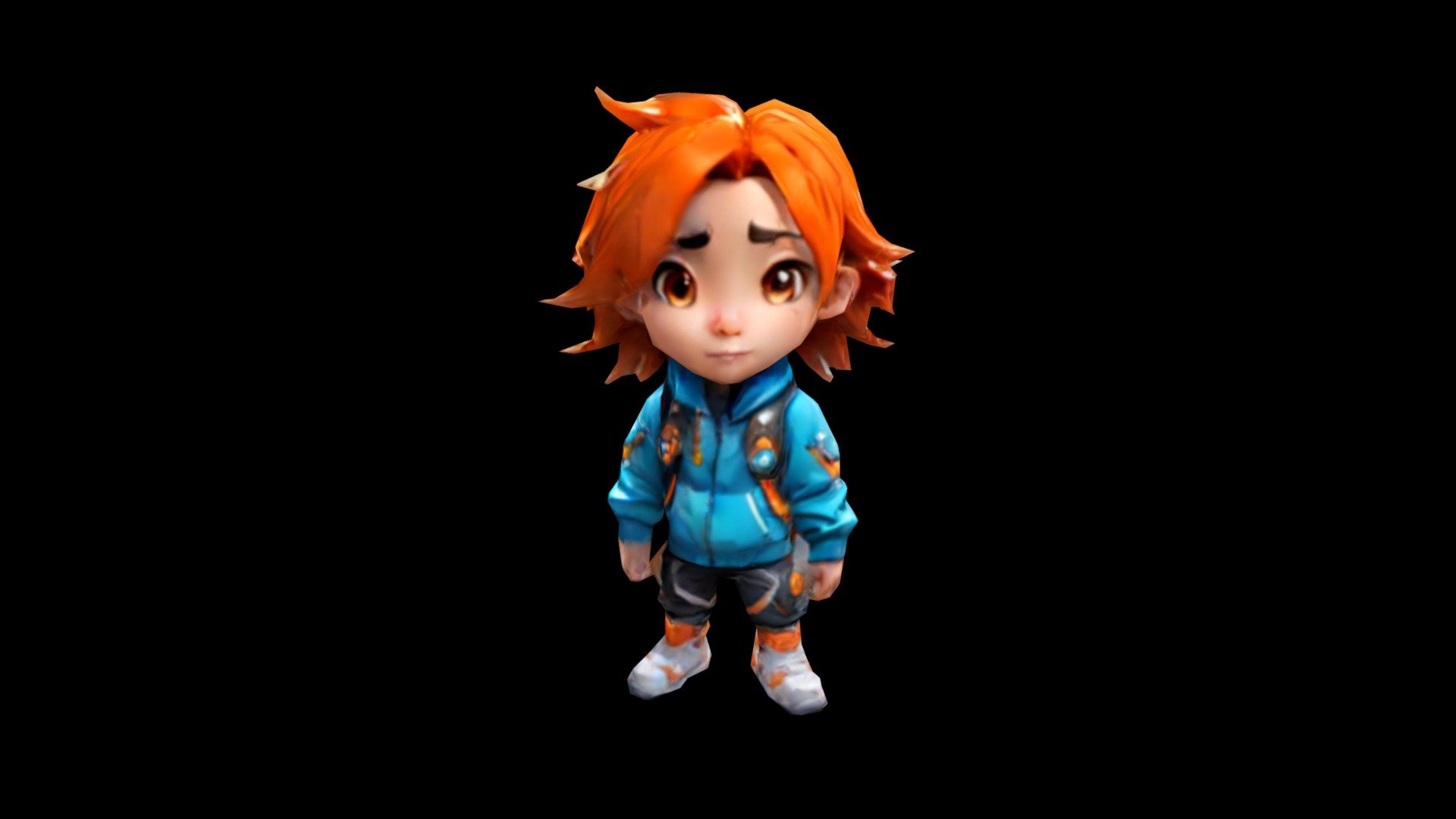 "CGI animated character with orange hair, a blue - Download Free 3D ...