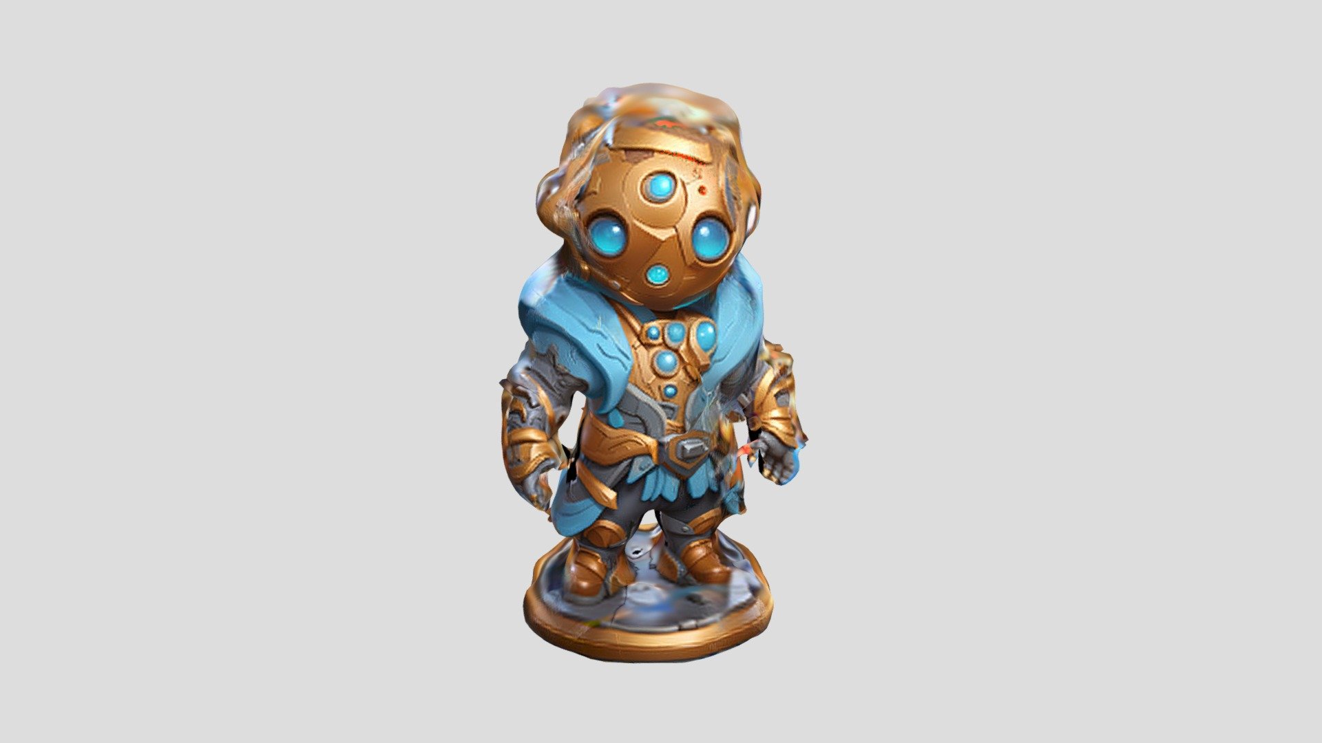 Miniature statue of a knight in a blue and gold - Download Free 3D ...