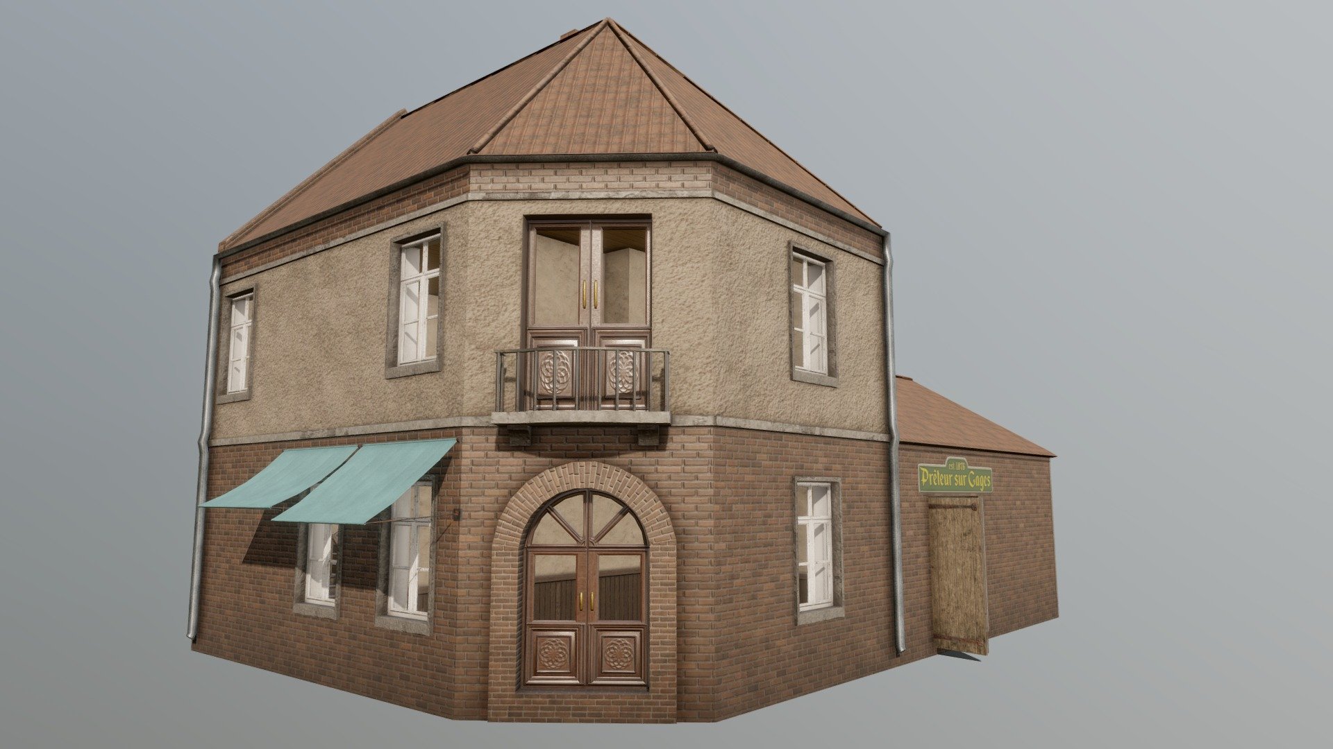 WW1 Street Corner House - 3D model by DamnBrush [ed93ad2] - Sketchfab
