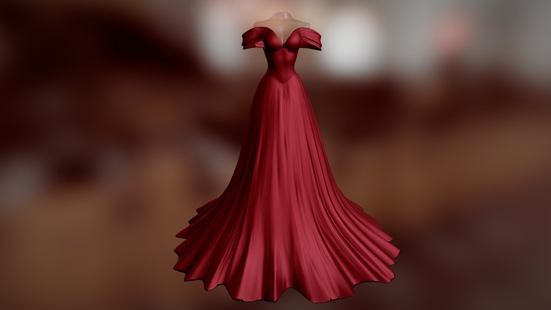 Long elegant dress / romantic satin gown - Buy Royalty Free 3D model by ...