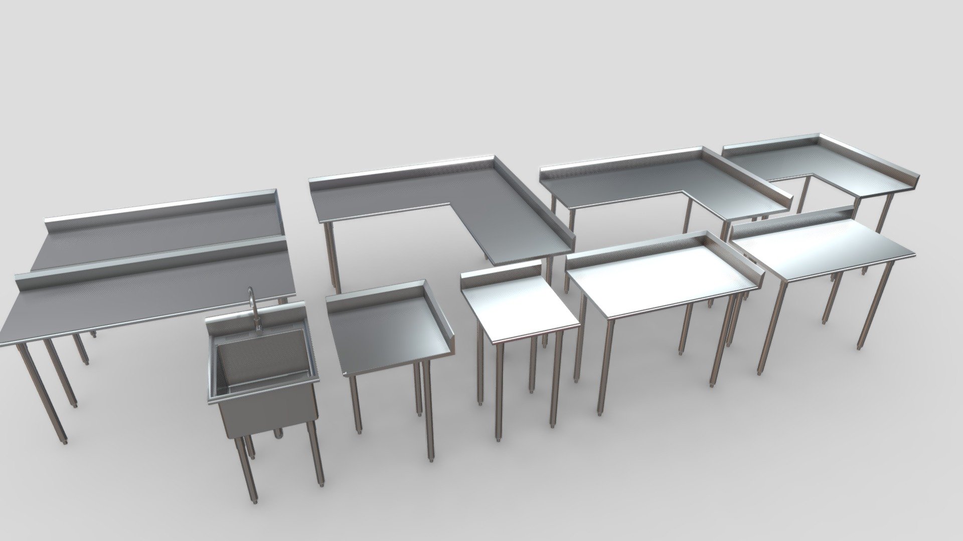 Aluminium Kitchen Surface set - Buy Royalty Free 3D model by ...
