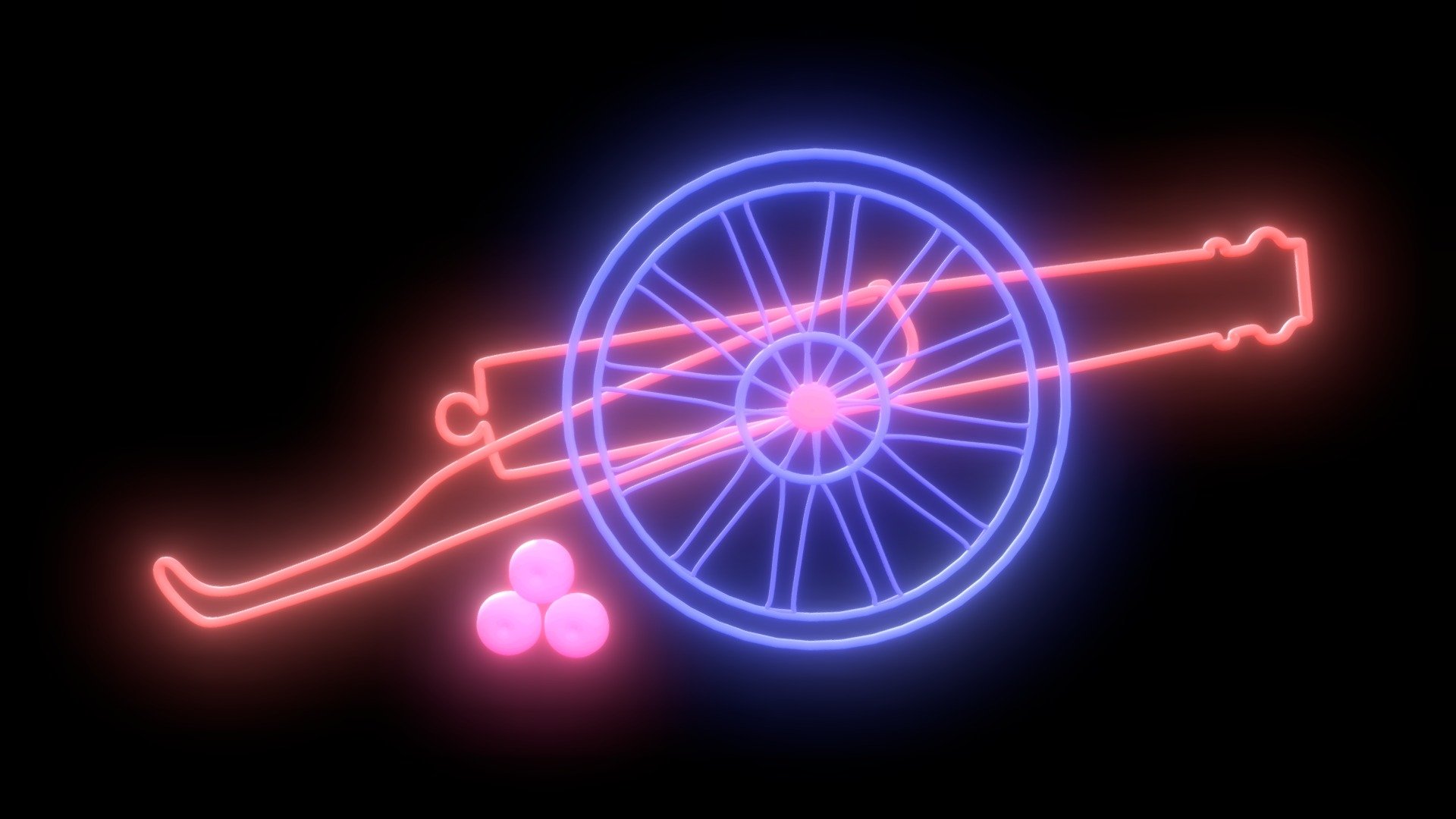 Cannon gun neon icon on dark background - Download Free 3D model by ︻デ ...