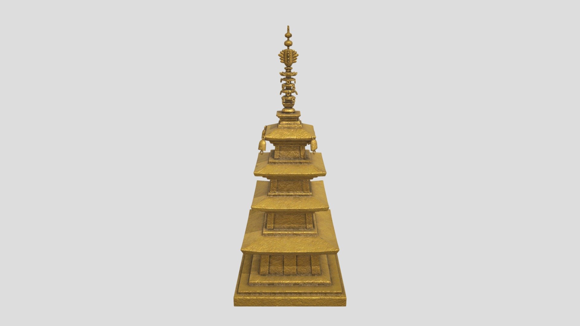 Gilt-Bronze Three-story Miniature Pagoda - Download Free 3D model by ...