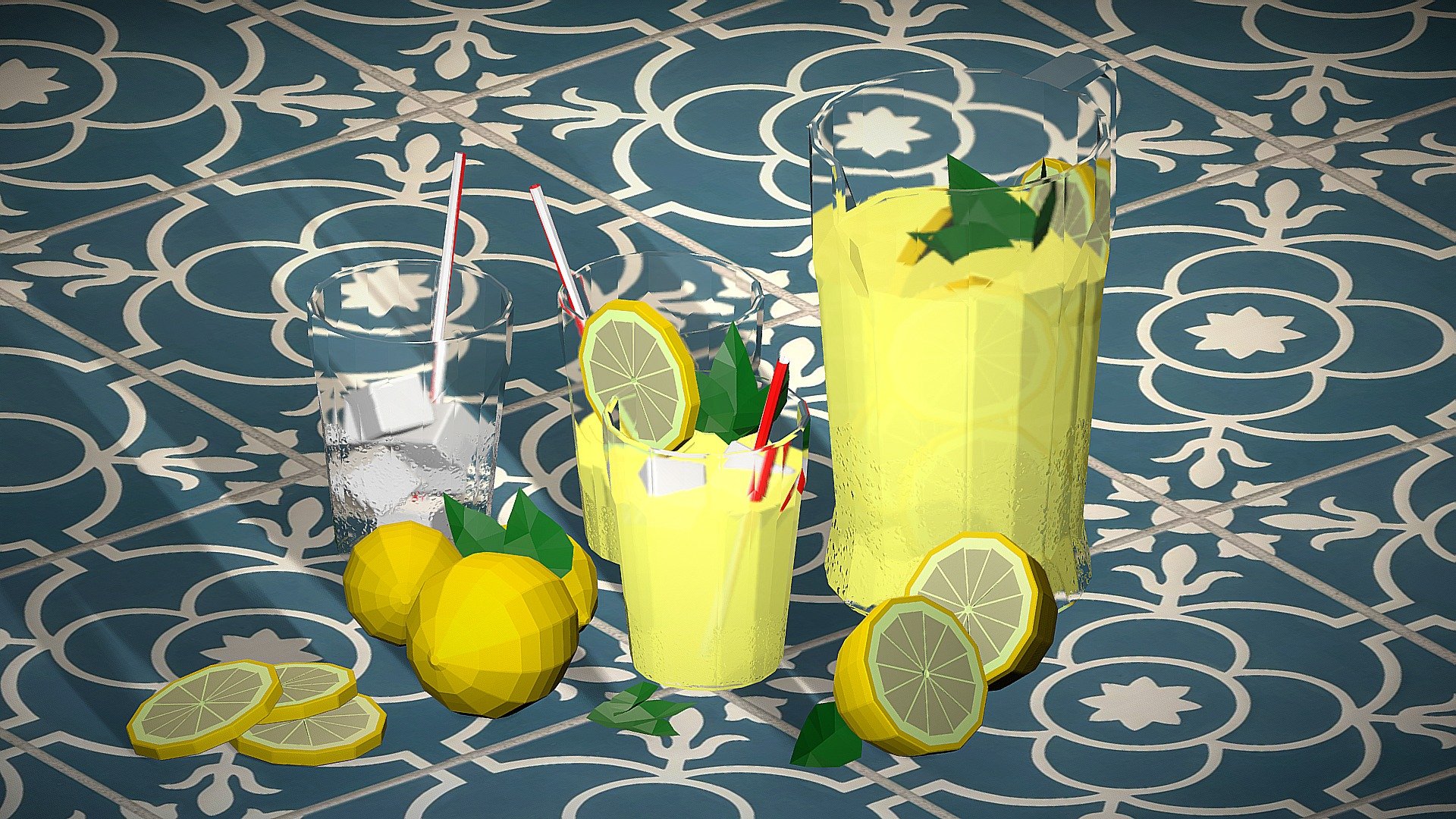 Lemonade Summer set low poly - Download Free 3D model by gabstock ...
